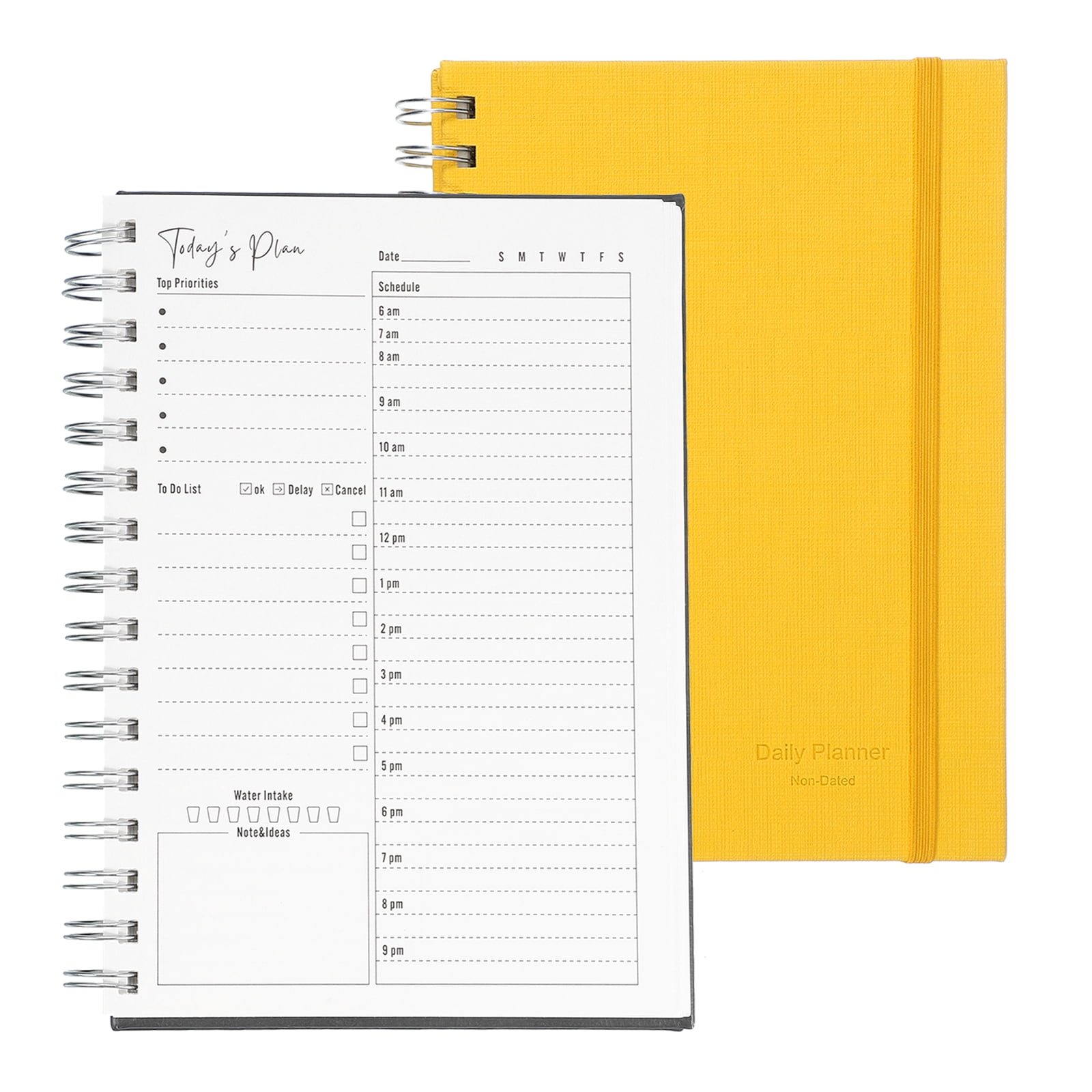 Uxcell Undated Daily Planner with Hourly Schedule, A5 5.5"x 8.5" To-Do ...