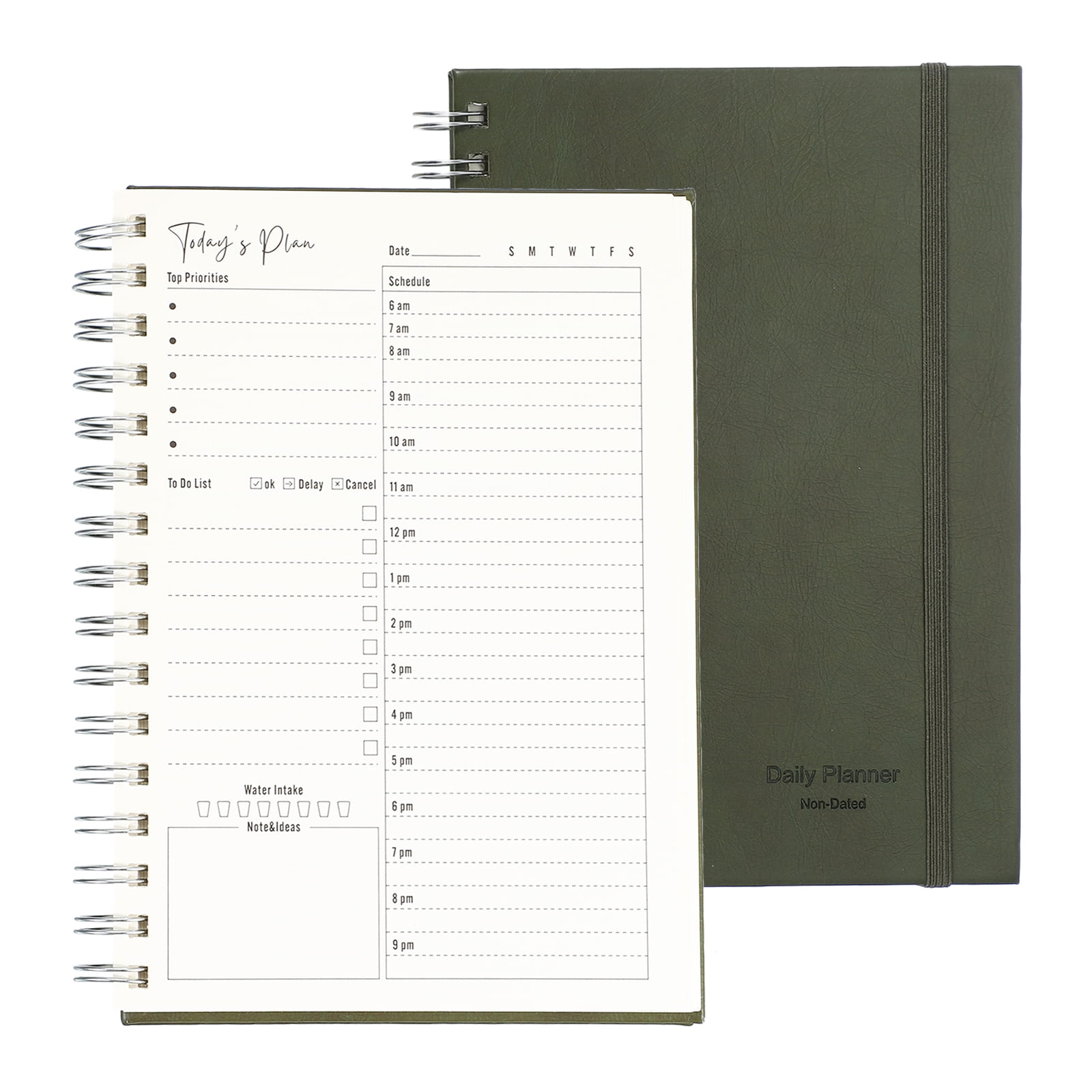 Uxcell Undated Daily Planner with Hourly Schedule, A5 5.5"x 8.5" To-Do ...