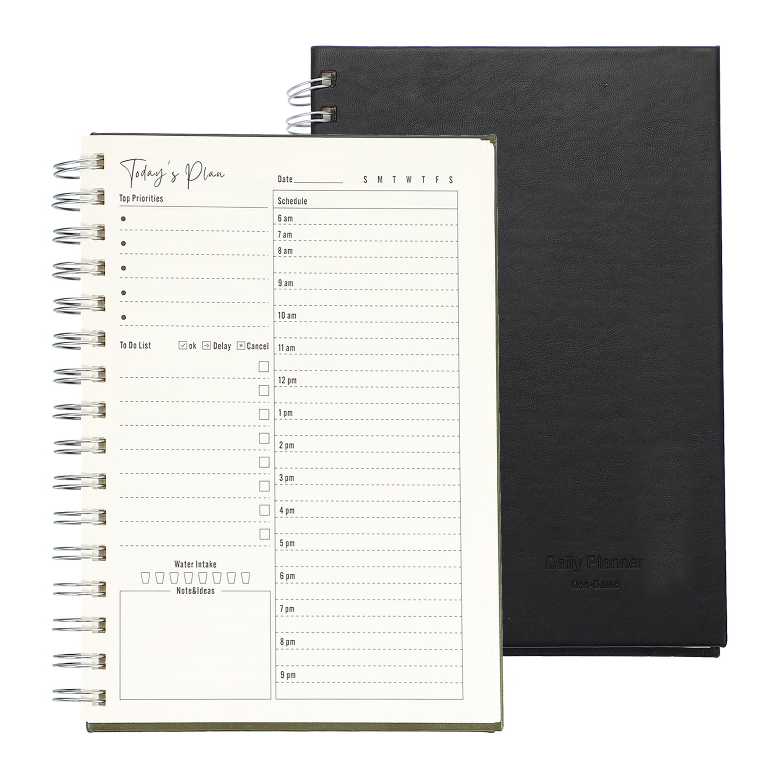 Uxcell Undated Daily Planner with Hourly Schedule, A5 5.5"x 8.5" To-Do ...
