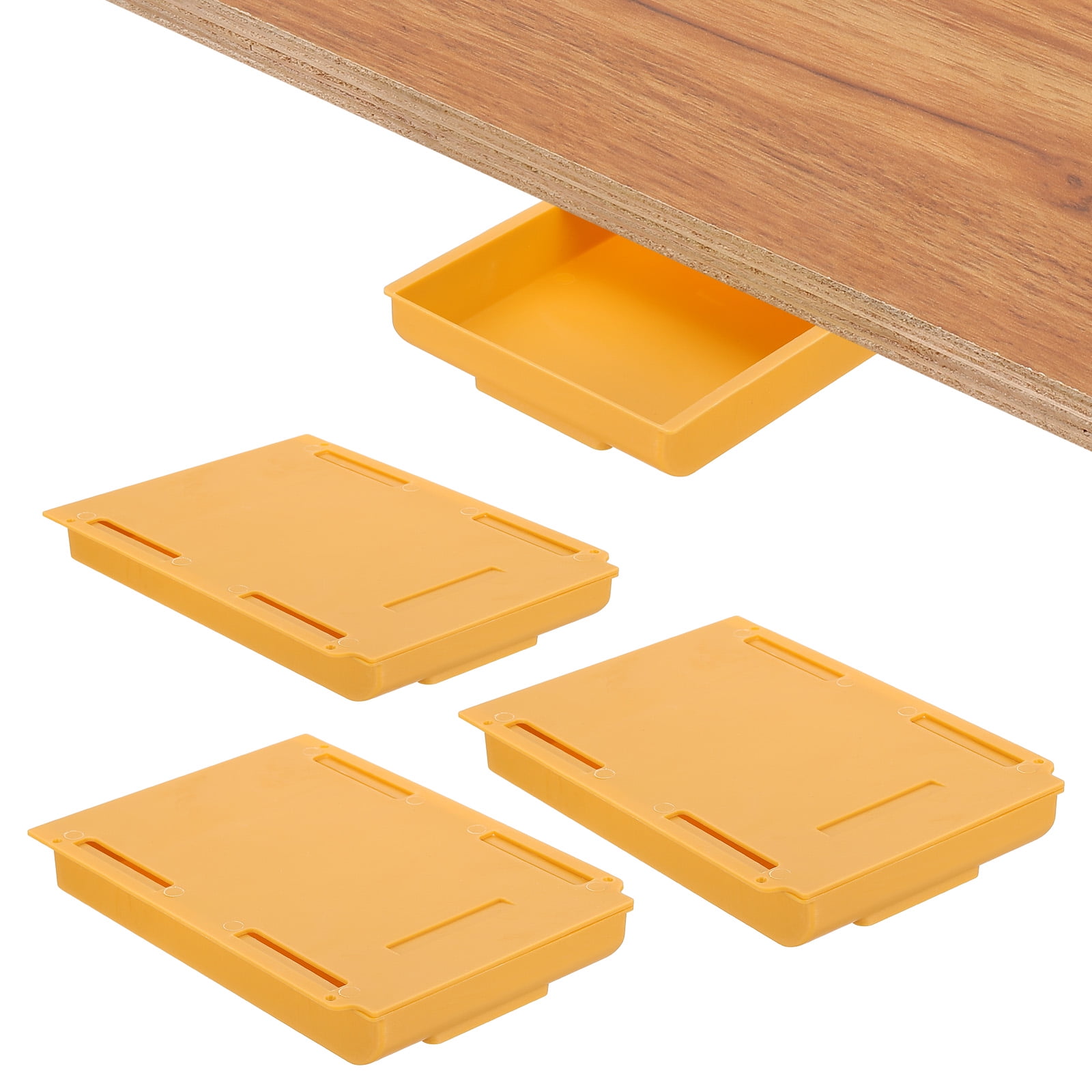 Uxcell Under Desk Drawer, 4 Pcs Under Table Storage Self-Adhesive ...