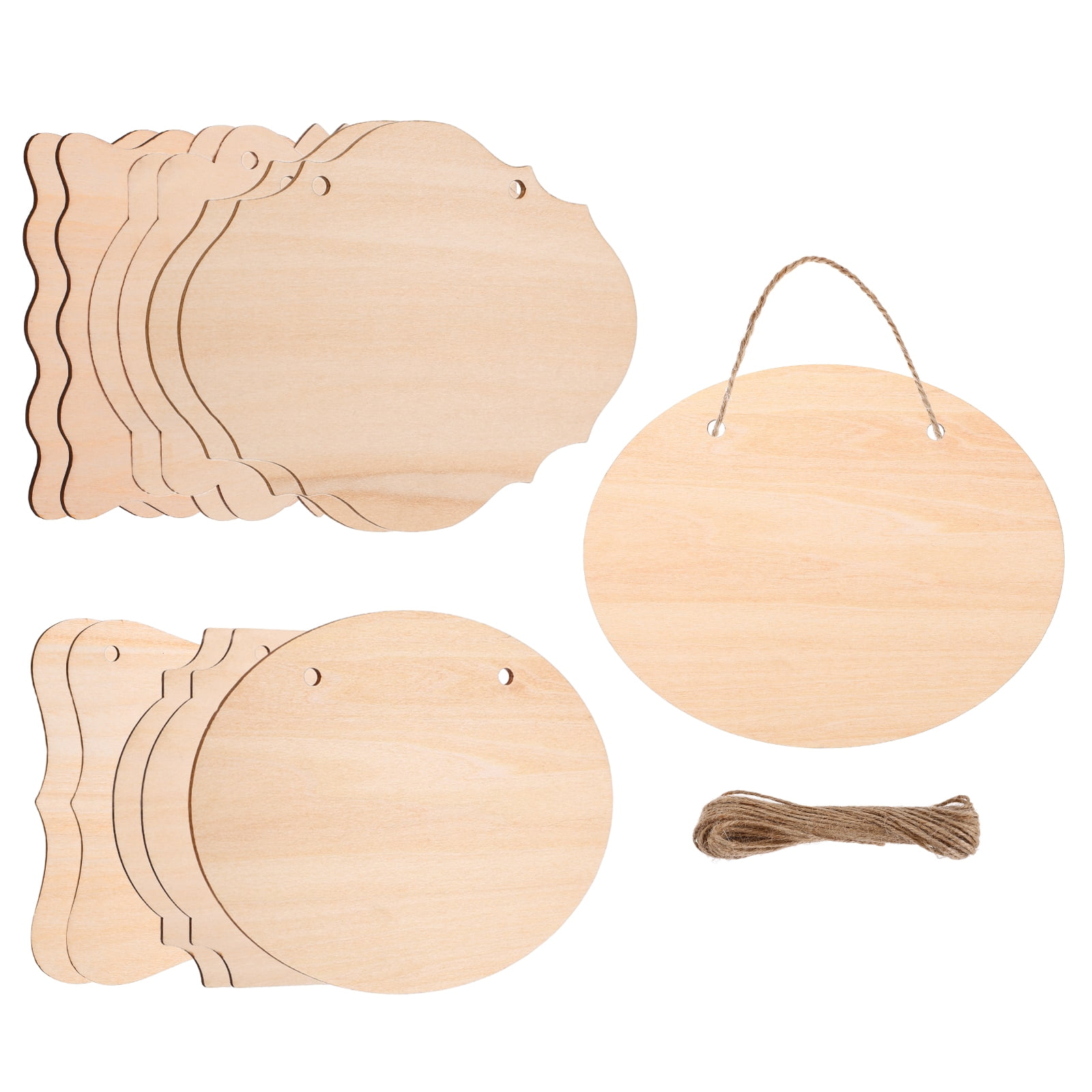Uxcell Unfinished Hanging Wood Sign Blank with Ropes 6"x5" Unfinished ...