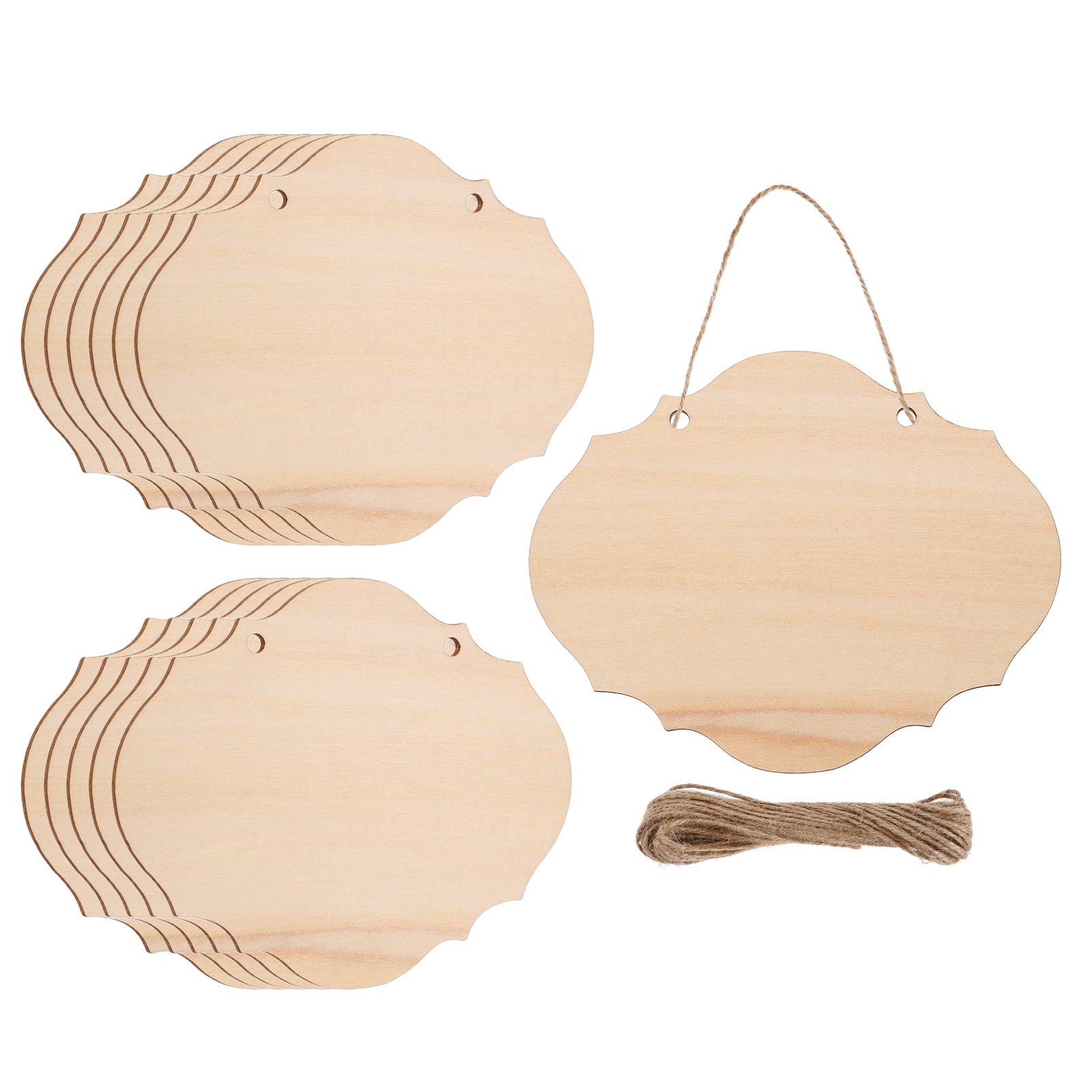 Uxcell Unfinished Hanging Wood Sign Blank with Ropes 6"x5" Unfinished ...