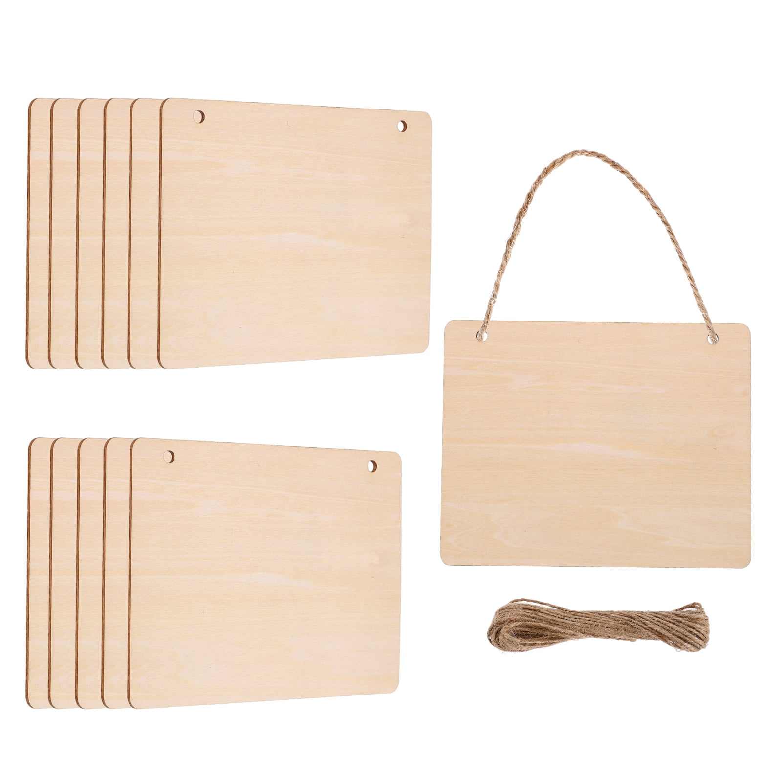 Uxcell Unfinished Hanging Wood Sign Blank with Ropes 6"x5" Unfinished ...
