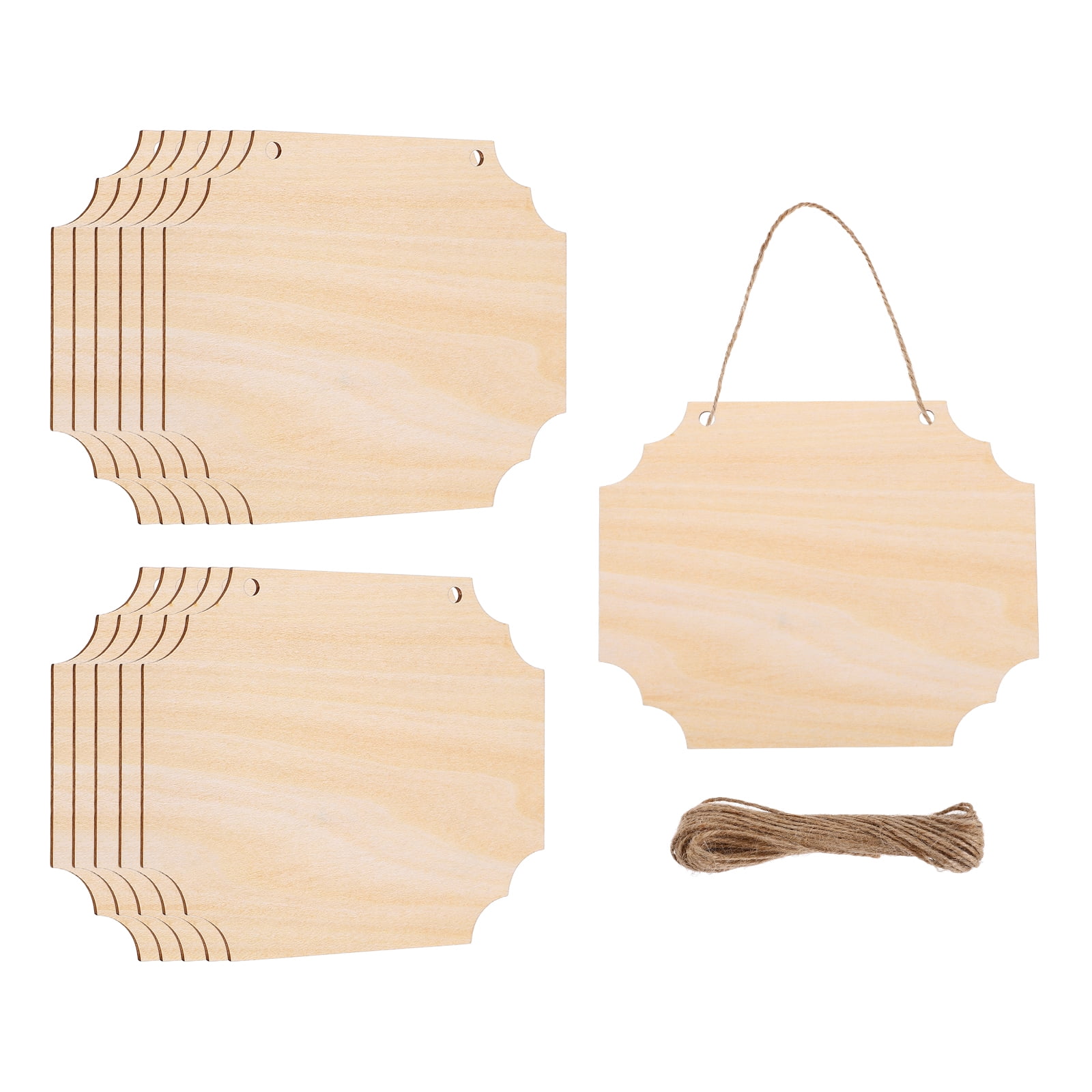 Uxcell Unfinished Hanging Wood Sign Blank with Ropes 6"x5" Unfinished ...