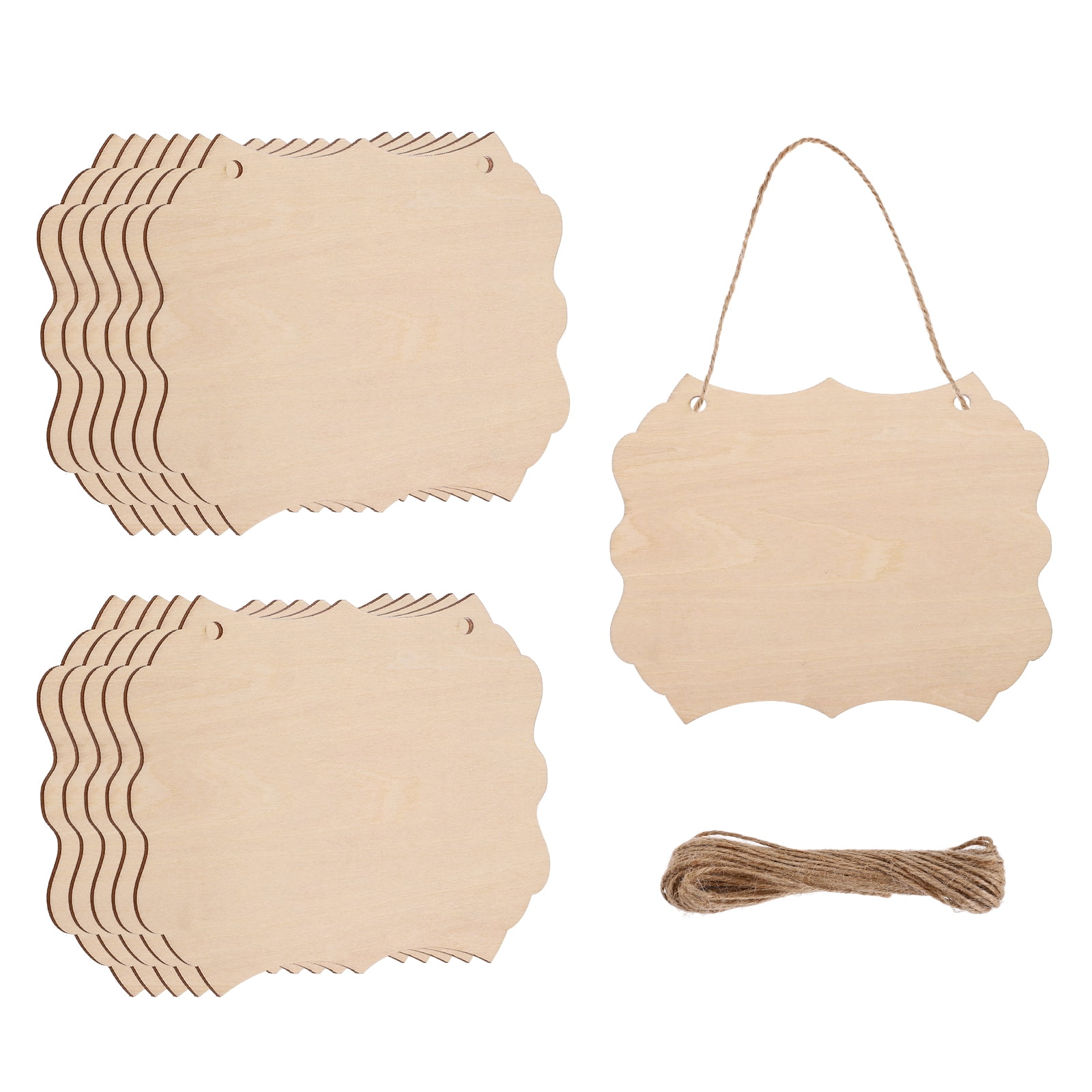 Uxcell Unfinished Hanging Wood Sign Blank with Ropes 6"x5" Unfinished ...