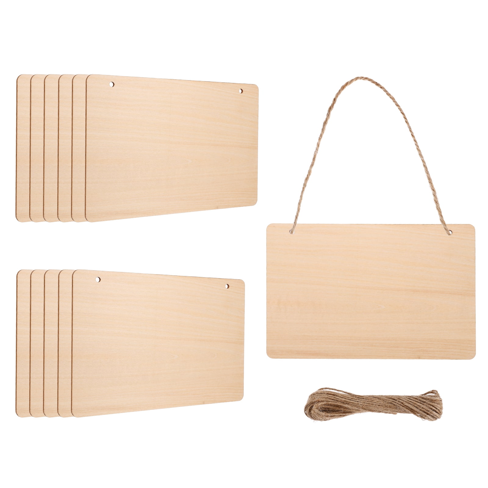 Uxcell Unfinished Hanging Wood Sign Blank with Ropes 9"x6" Unfinished ...