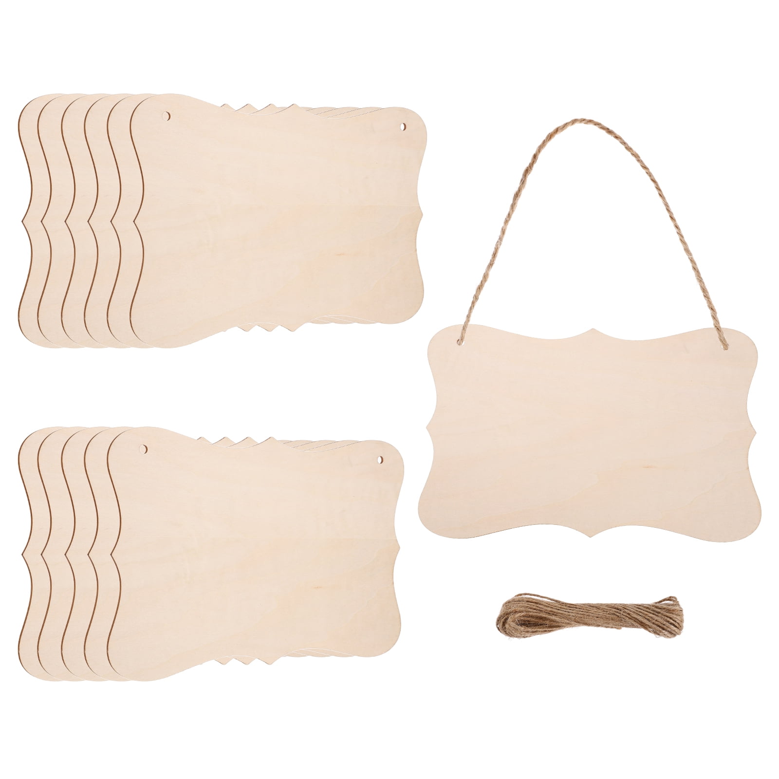 Uxcell Unfinished Hanging Wood Sign Blank with Ropes 9"x6" Unfinished ...