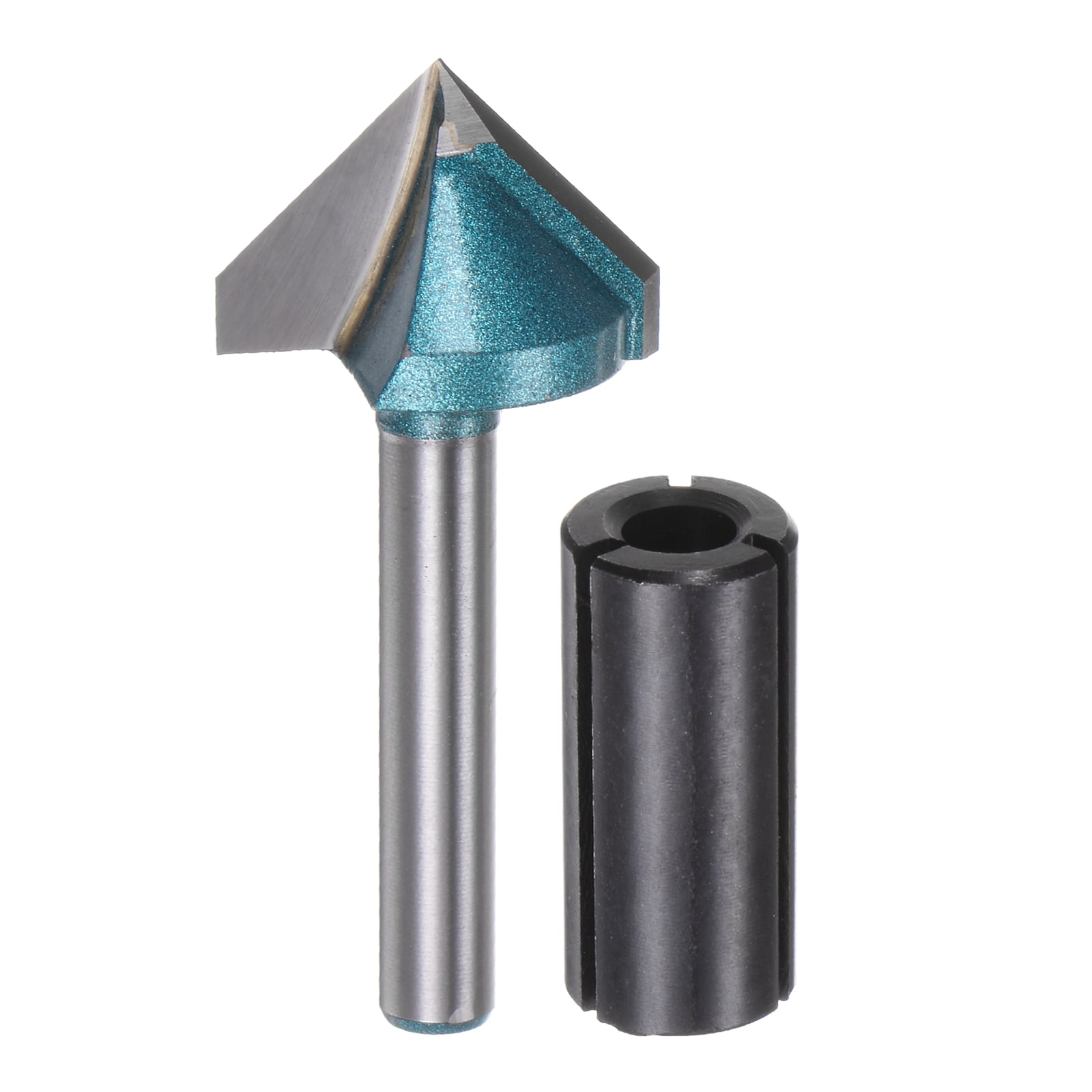 Uxcell V-Groove Router Bit 0.9" Dia 6mm Shank 90 Degree with Conversion ...