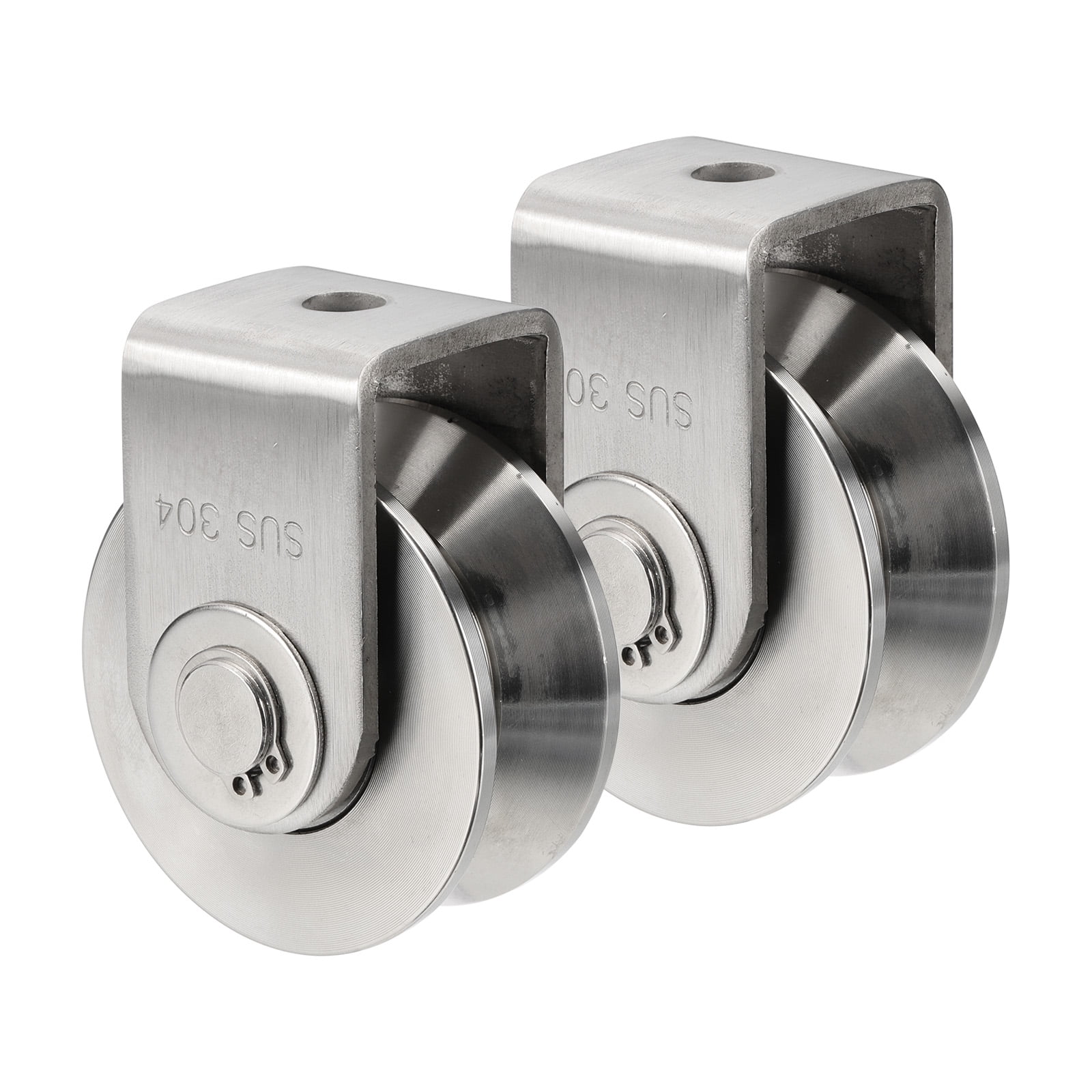 Uxcell V Groove Wheel with Bracket, Stainless Steel Track Wheel Dia.2.7 ...