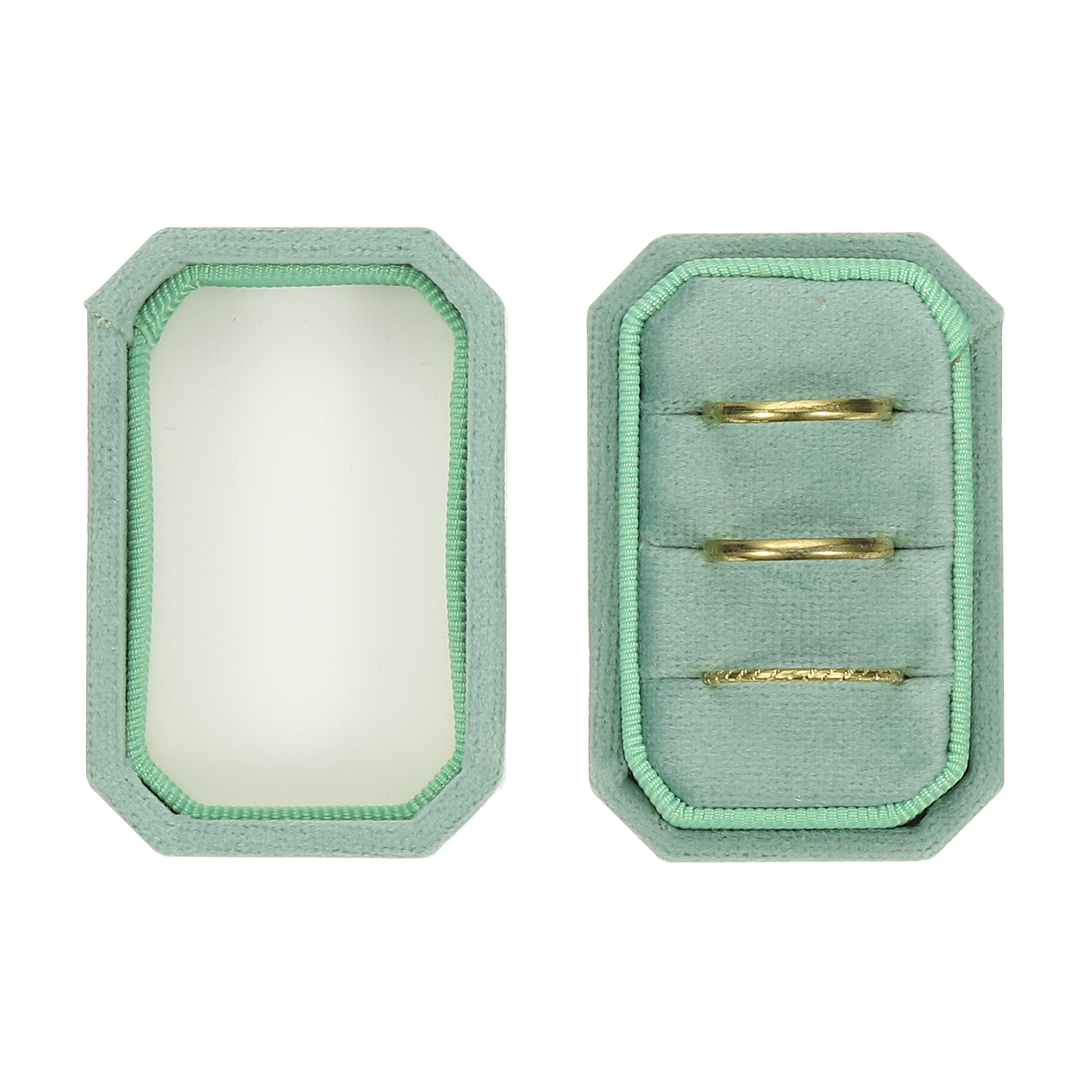 Uxcell Velvet Ring Box 3 Slots, Octagonal 3 Rings Holder Handmade ...