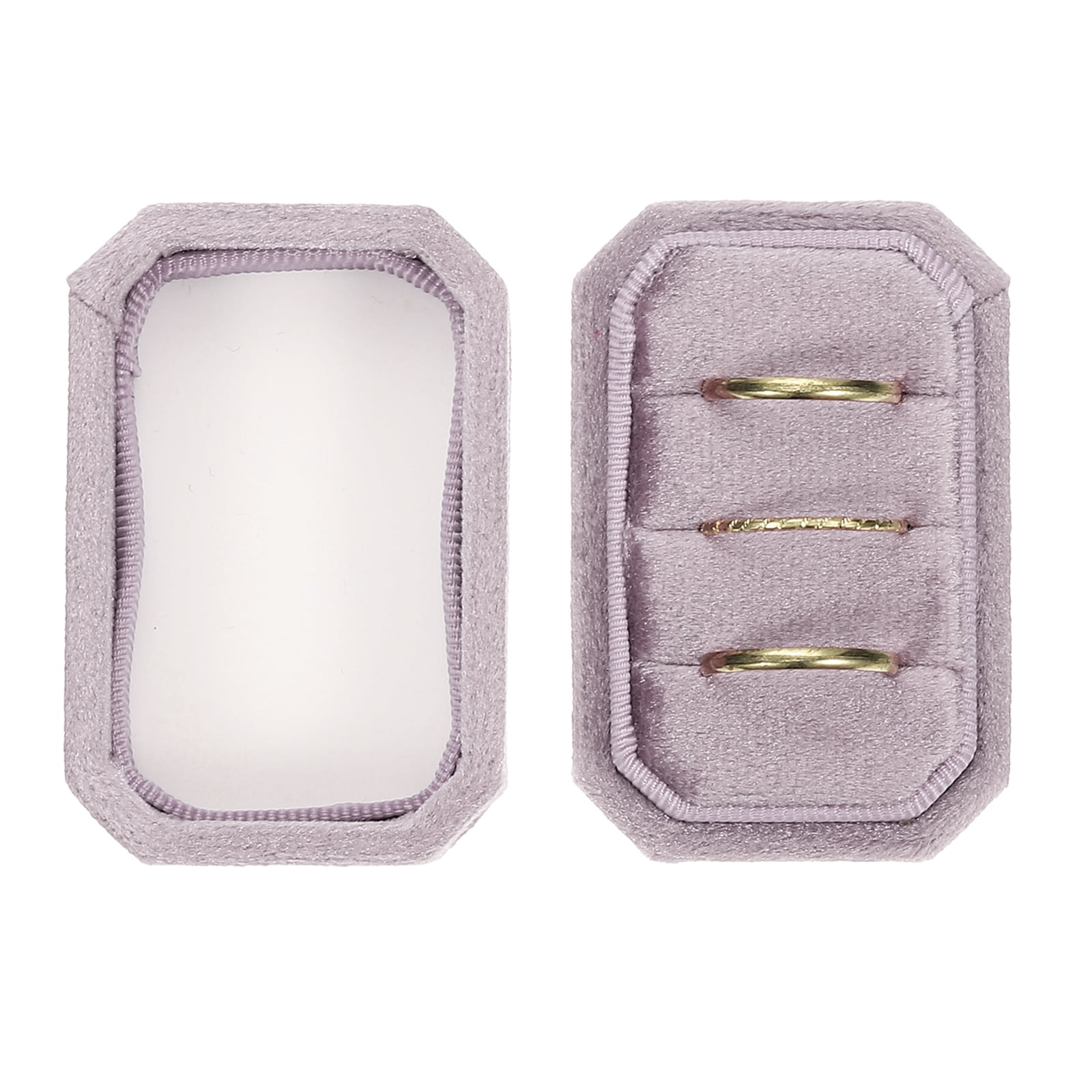 Uxcell Velvet Ring Box 3 Slots, Octagonal 3 Rings Holder Handmade ...