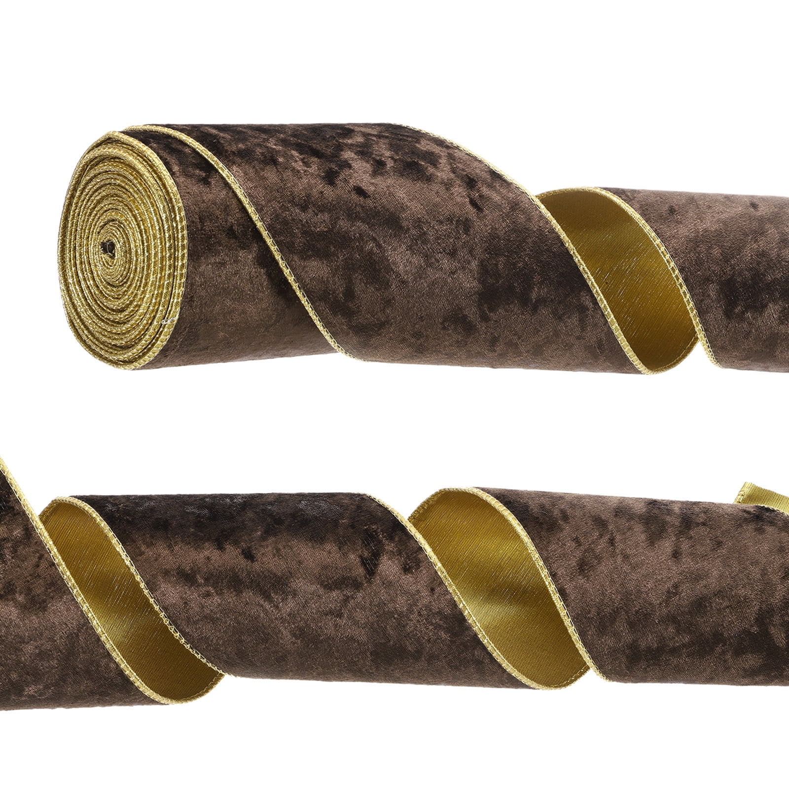 Uxcell 4" x 10 Yards Velvet Wired Gold Crushed Ribbon for Bow Decor ...