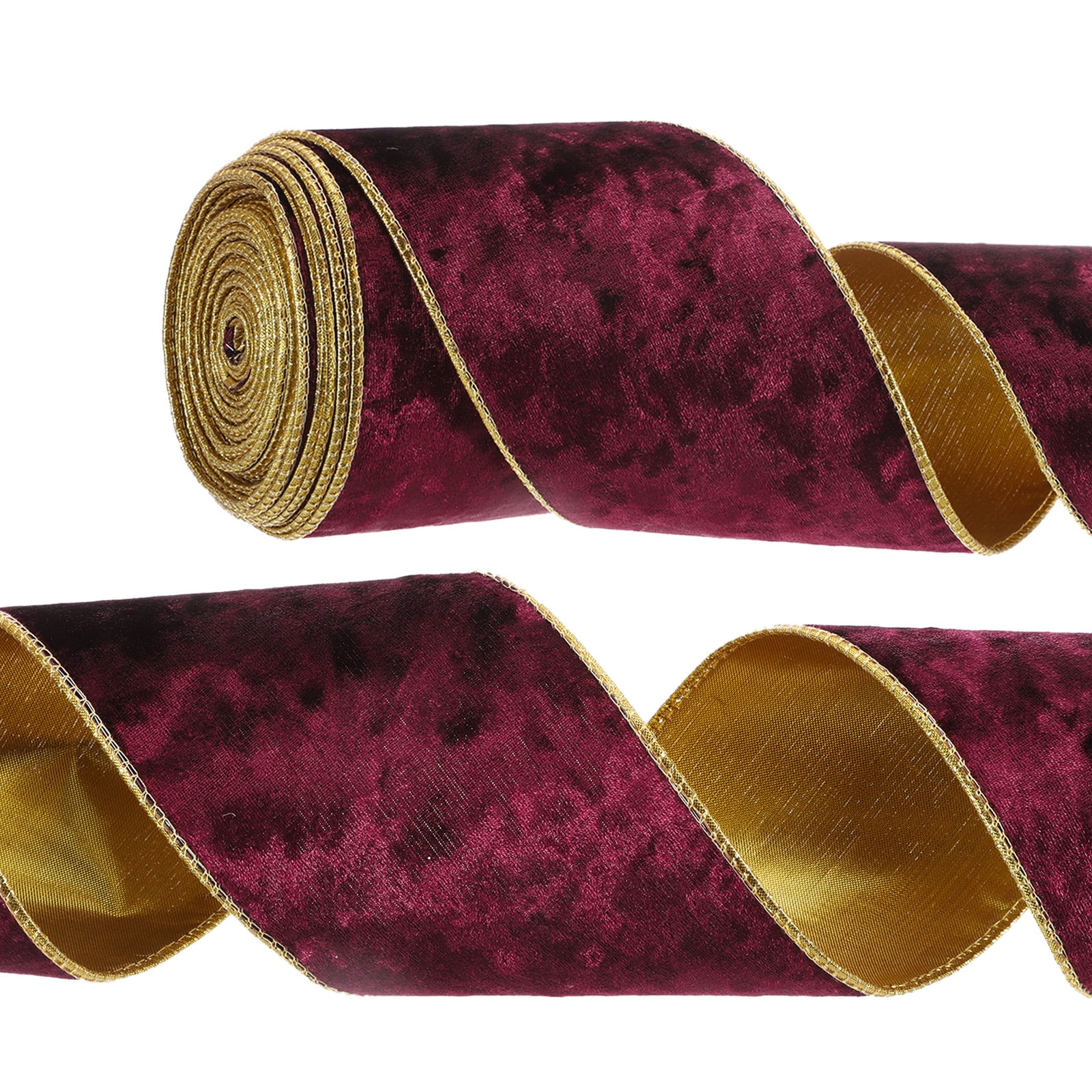 Uxcell Velvet Wired Ribbon, Gold Crushed Ribbons for Gift Wrapping and ...