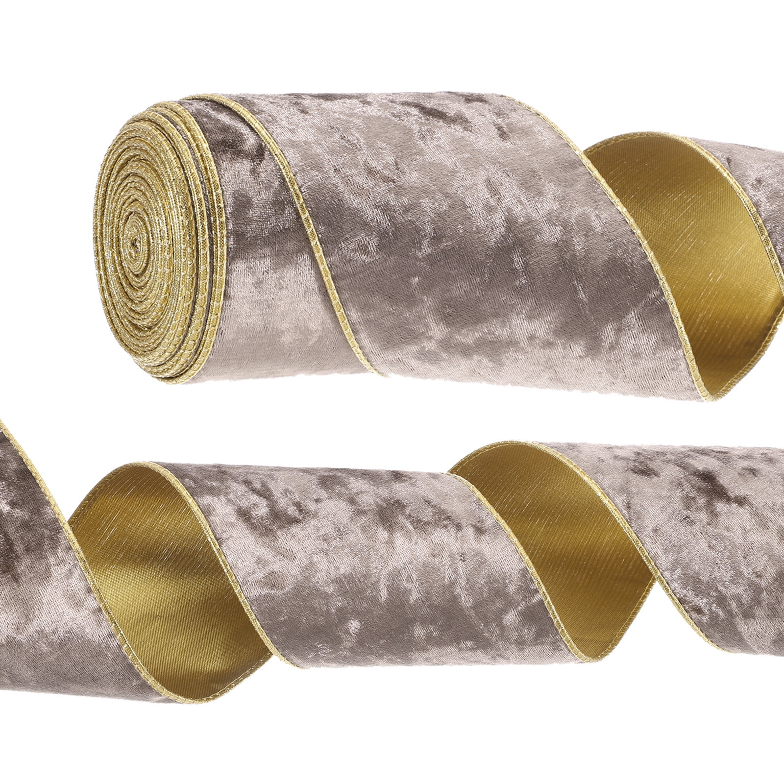 Uxcell Velvet Wired Ribbon, Gold Crushed Ribbons for Gift Wrapping and ...