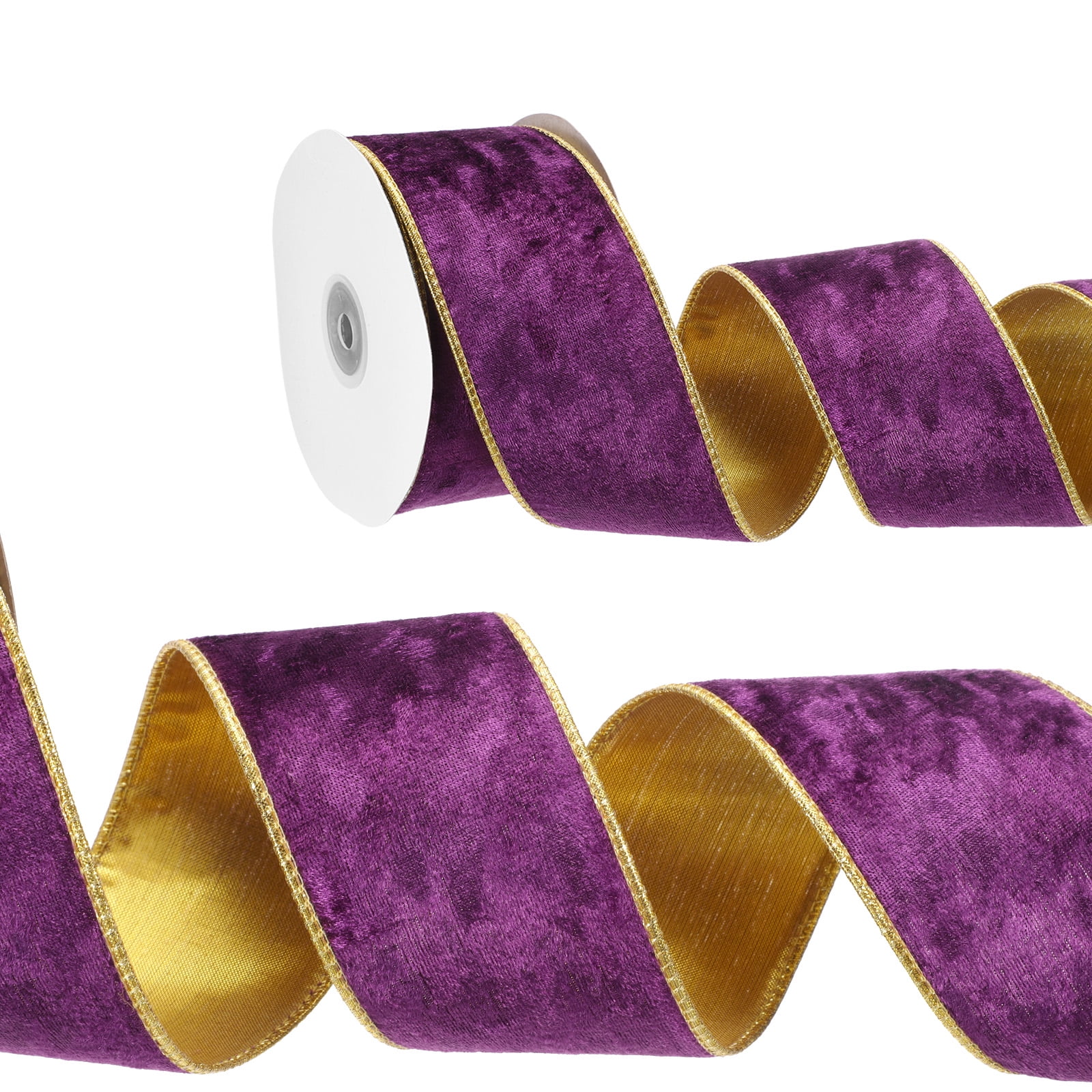 Uxcell Velvet Wired Ribbon, Gold Crushed Ribbons for Gift Wrapping and ...