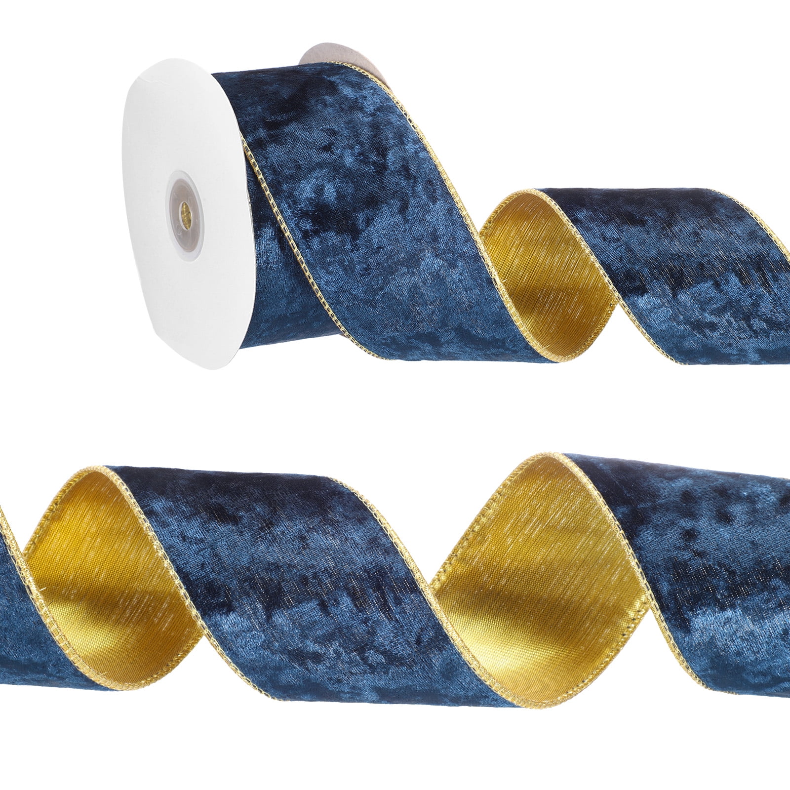 Uxcell Velvet Wired Ribbon, Gold Crushed Ribbons for Gift Wrapping and ...