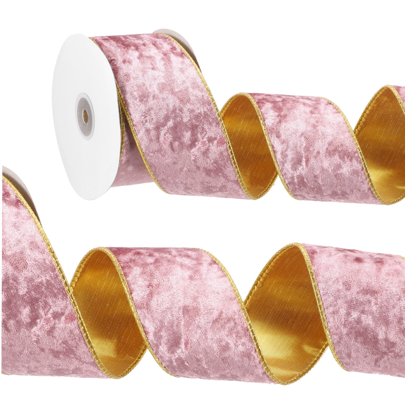 Uxcell Velvet Wired Ribbon, Gold Crushed Ribbons for Gift Wrapping and ...