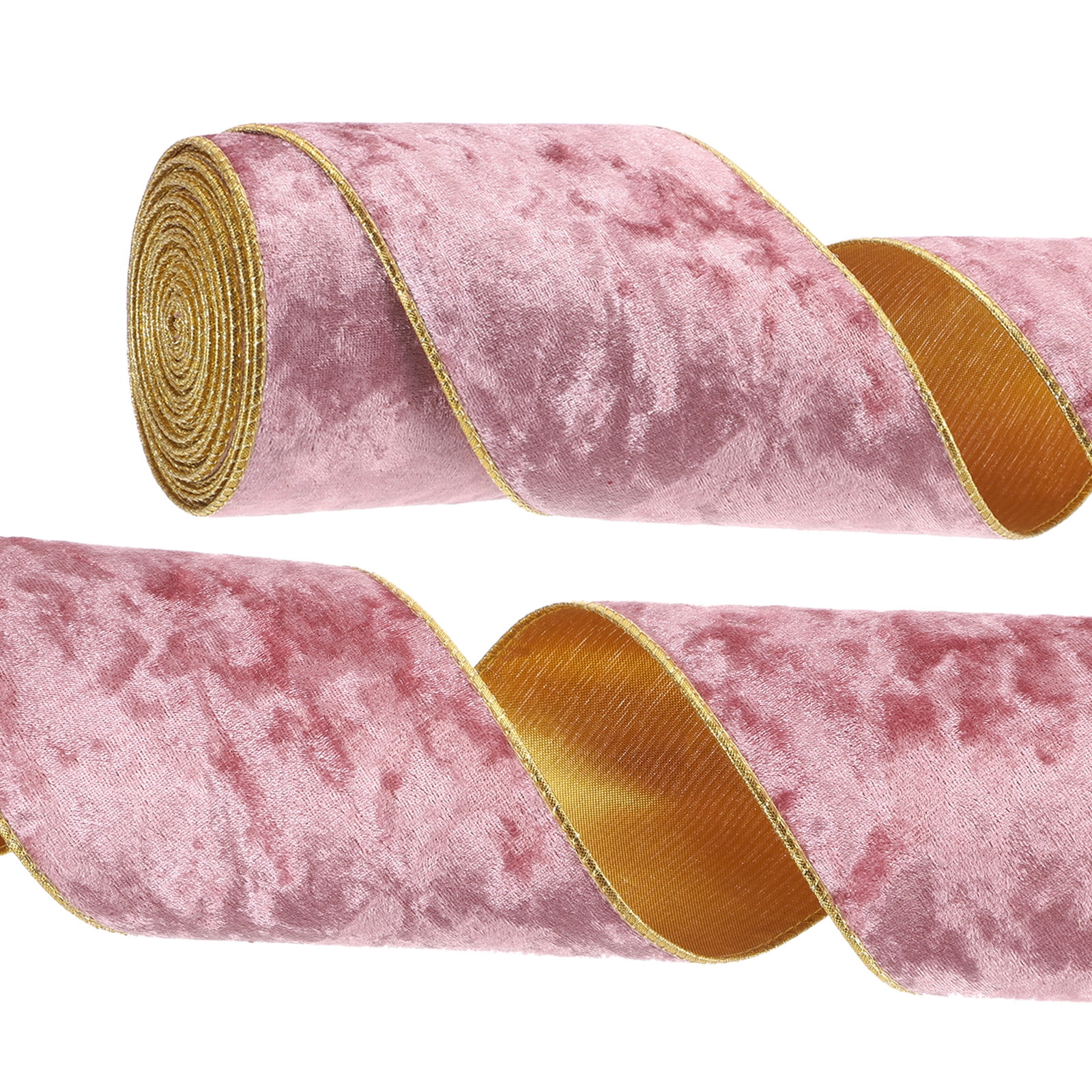 Uxcell Velvet Wired Ribbon, Gold Crushed Ribbons for Gift Wrapping and ...