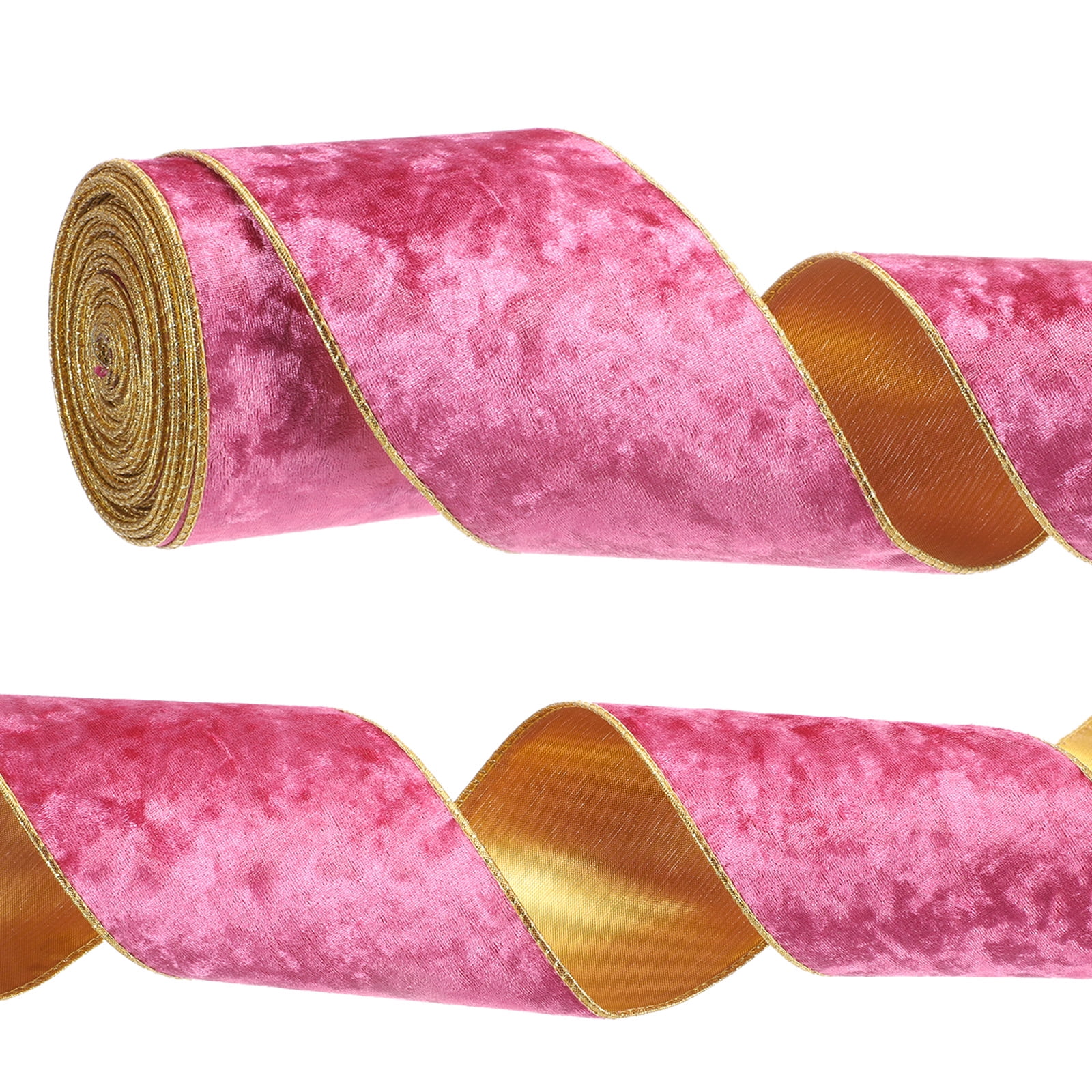 Uxcell Velvet Wired Ribbon, Gold Crushed Ribbons for Gift Wrapping and ...