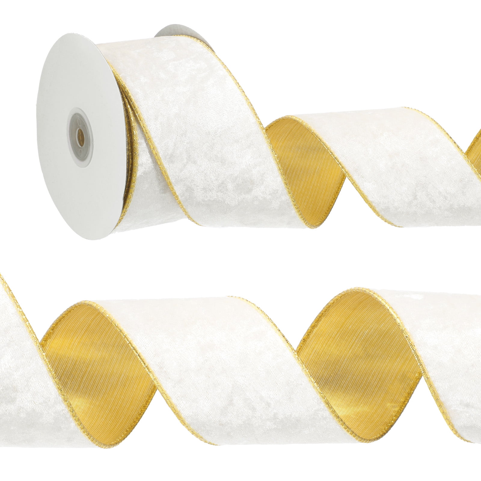 Uxcell Velvet Wired Ribbon, Gold Crushed Ribbons for Gift Wrapping and ...
