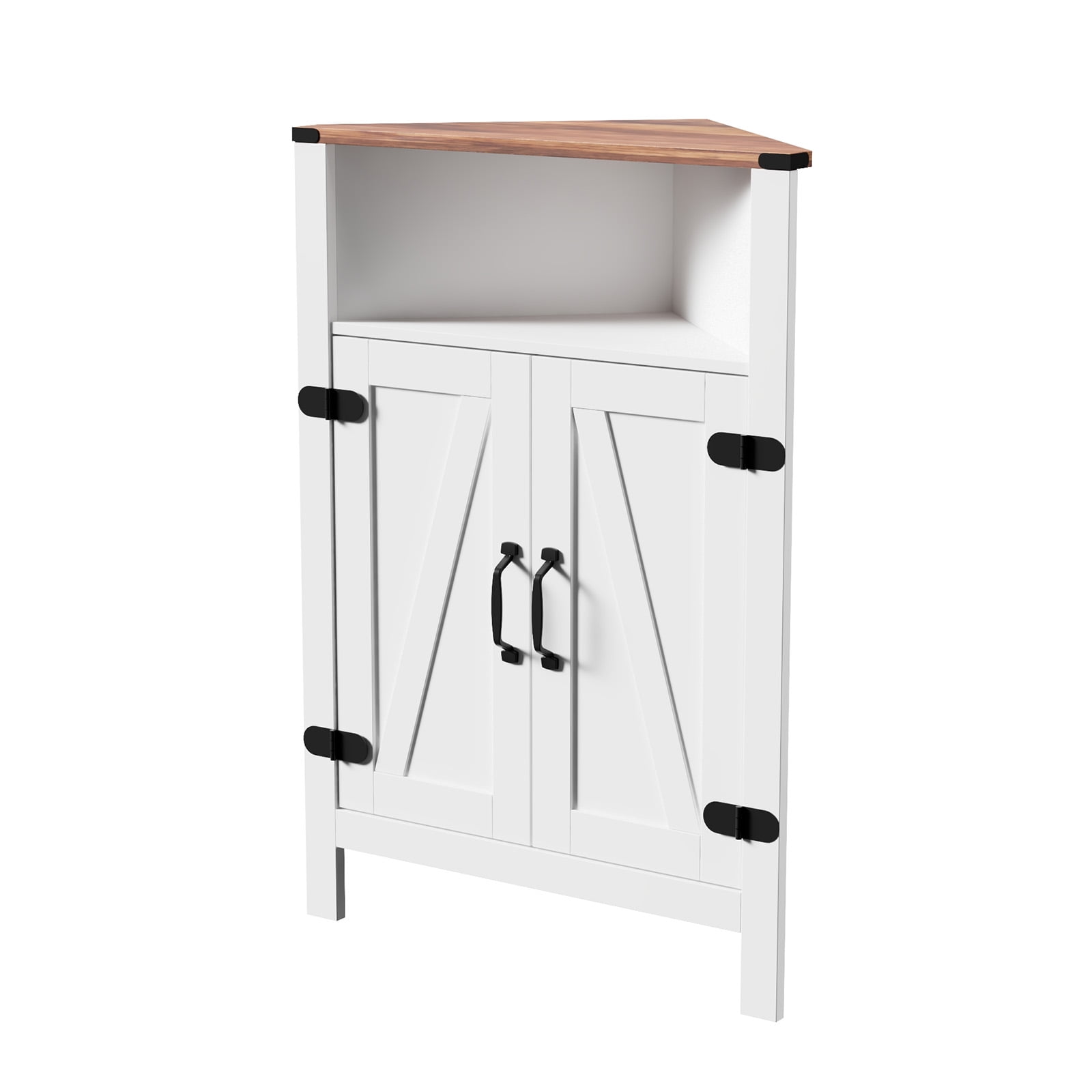 Uxcell Versatile Farmhouse Style Corner Cabinet with Double Barn Doors ...