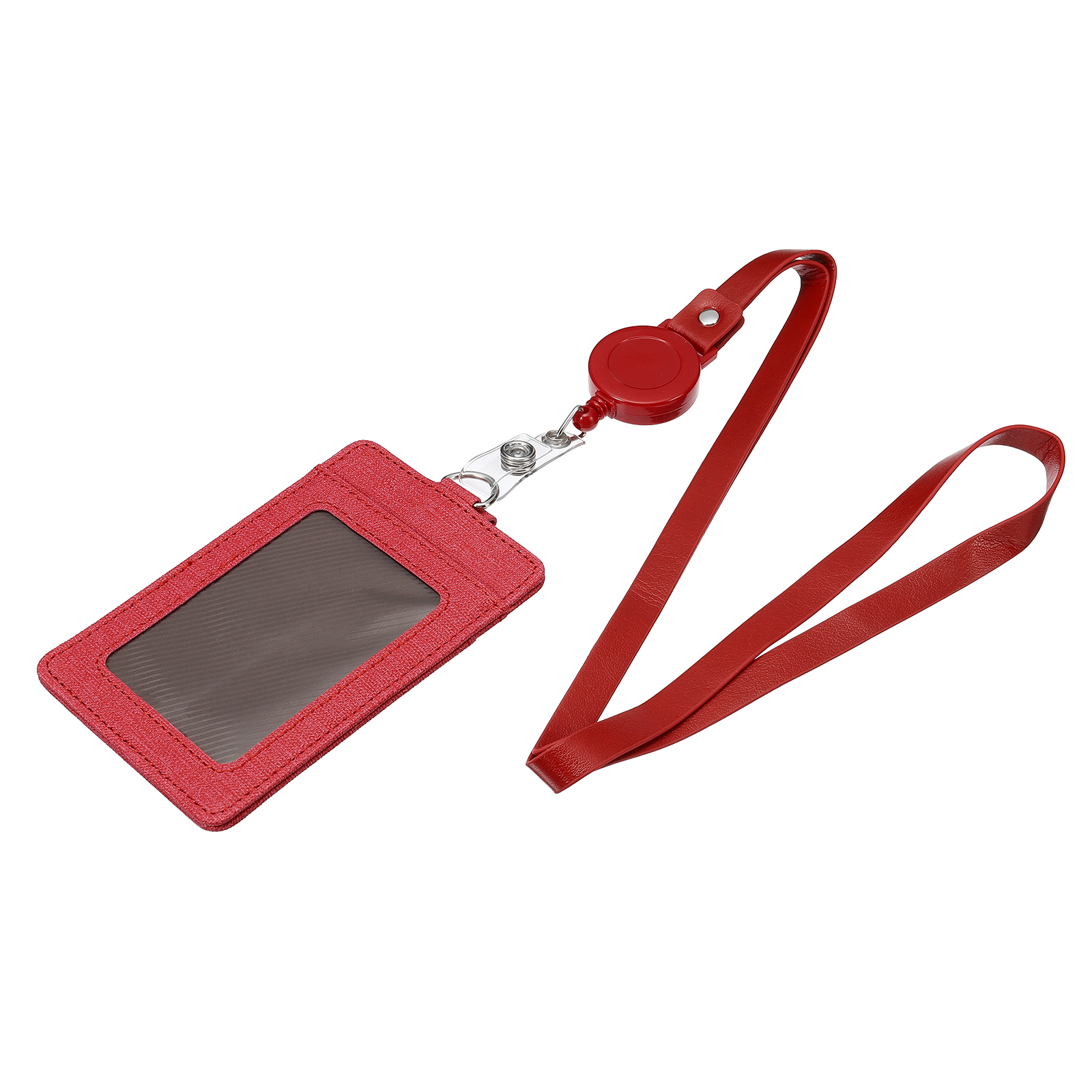 Uxcell Vertical 3 Card Slots Buckle PU ID Badge Holder with Retractable ...