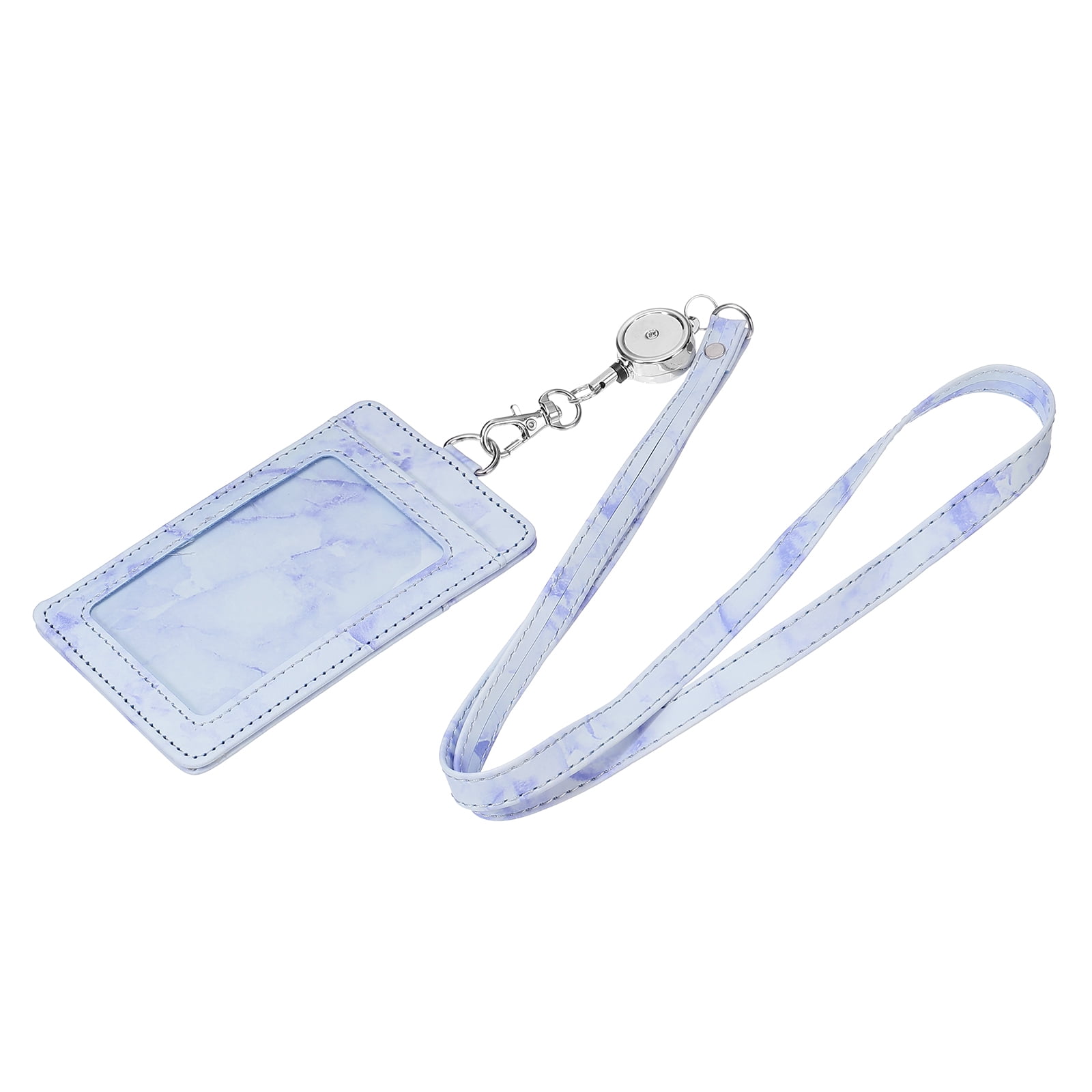 Uxcell Vertical 4 Card Slots PU Badge Holder with Retractable Lanyard ...