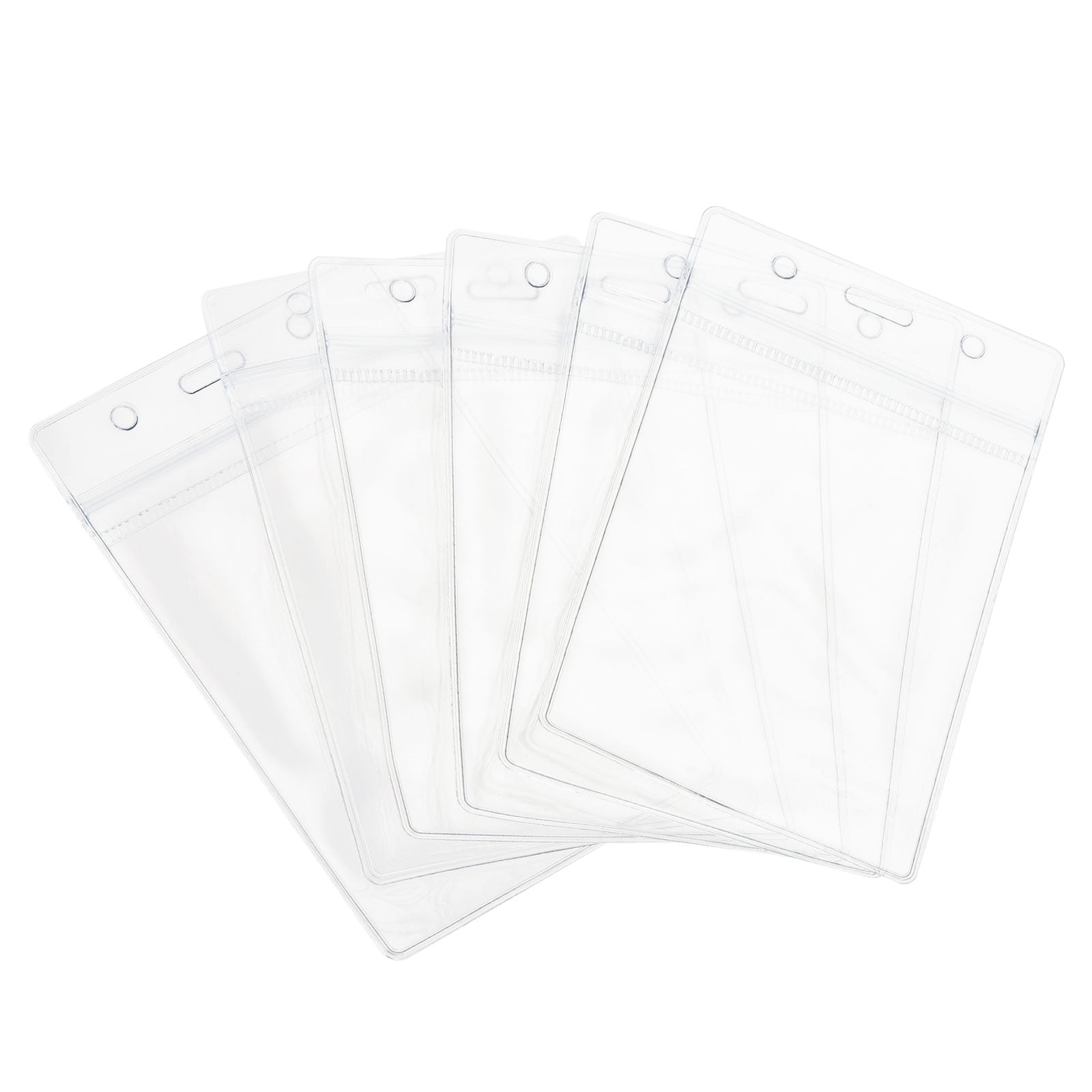 Uxcell Vertical PVC ID Card Badge Holders with Resealable Zip 5.2"x3.2 ...