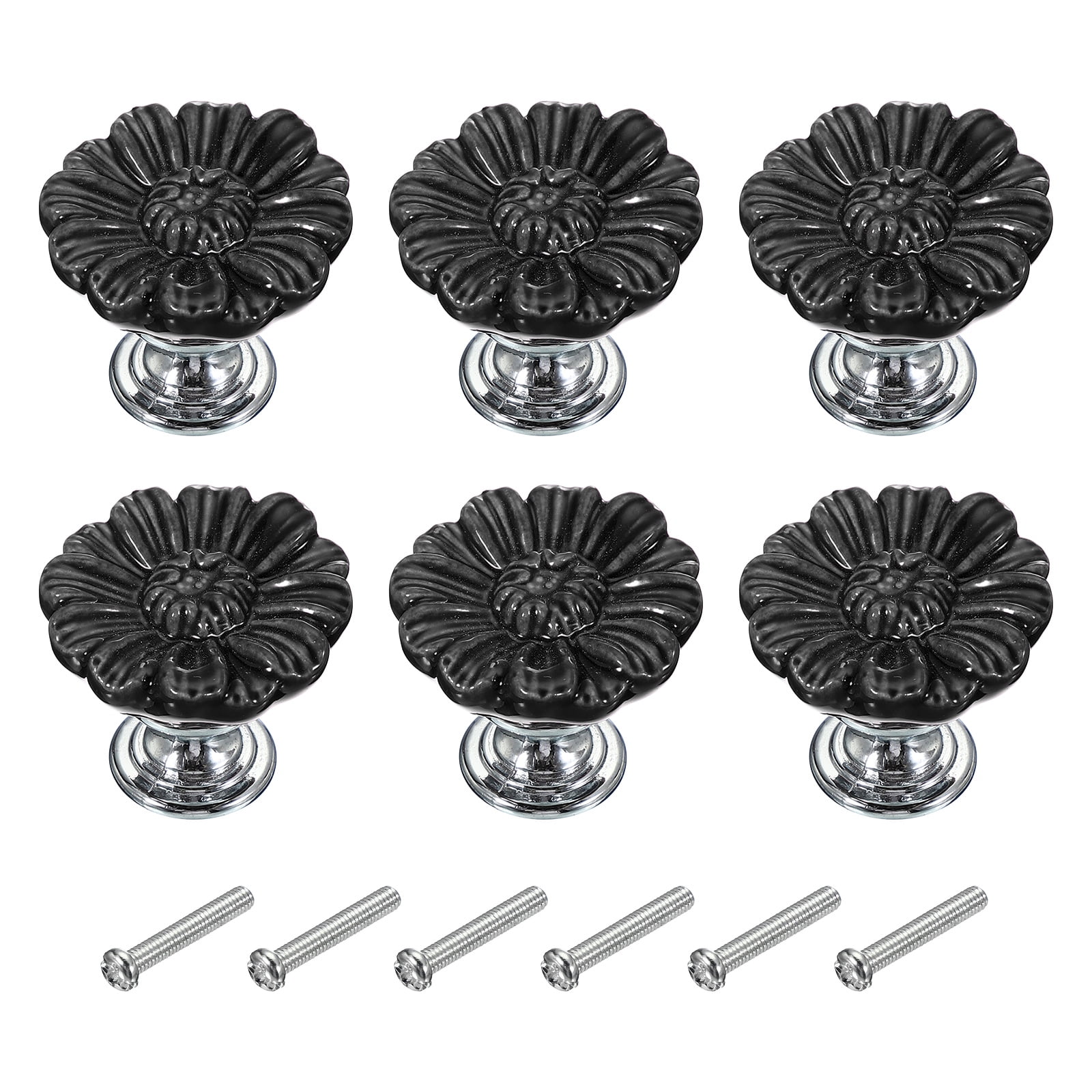 Uxcell Vintage Floral Cabinet Knobs Ceramic Round Drawer Knobs Dresser ...