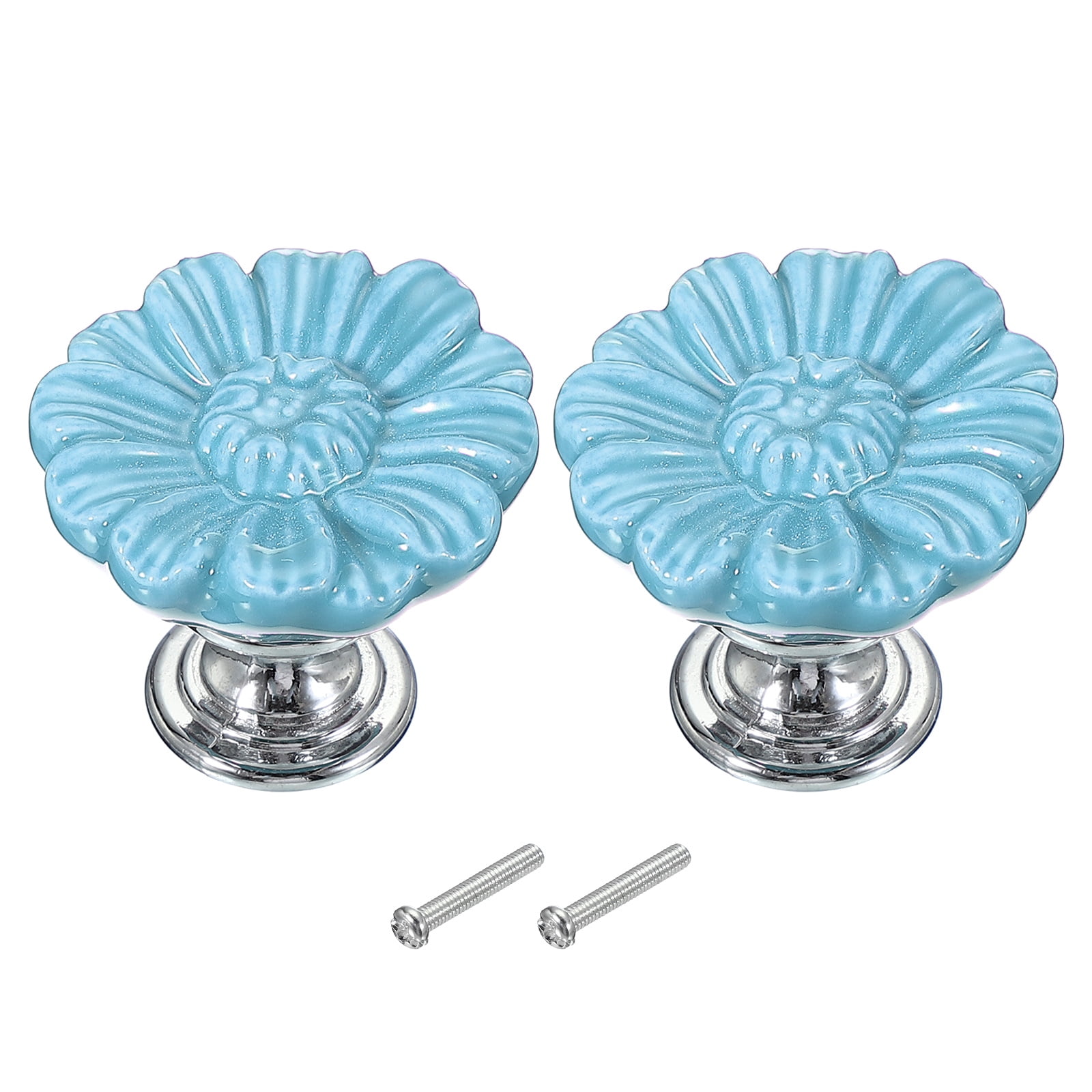 Uxcell Vintage Floral Cabinet Knobs Ceramic Round Drawer Knobs Dresser ...
