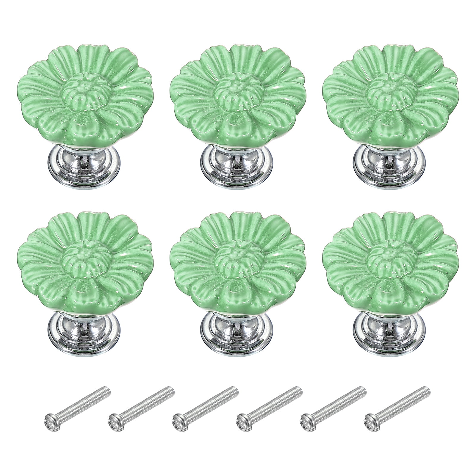 Uxcell Vintage Floral Cabinet Knobs Ceramic Round Drawer Knobs Dresser ...