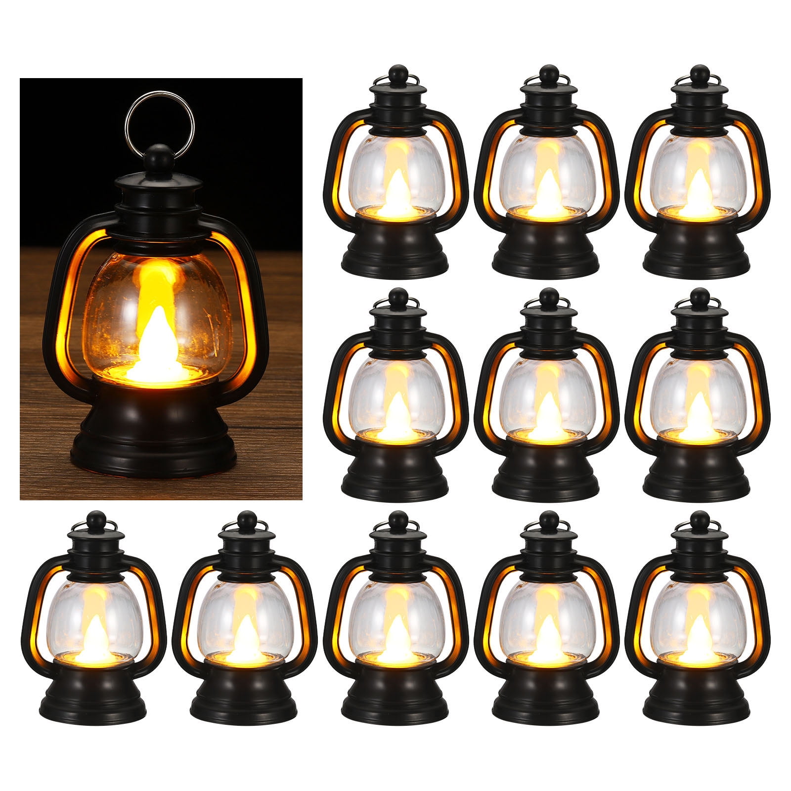 Uxcell Vintage Mini Lantern with LED Candle 4" Hanging Candle Lanterns ...
