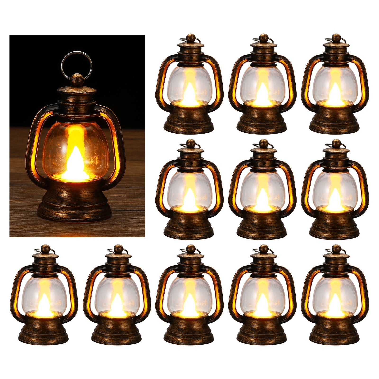 Uxcell Vintage Mini Lantern with LED Candle 4" Hanging Candle Lanterns ...