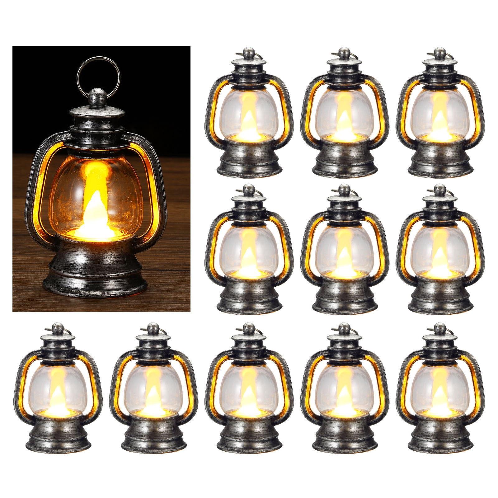 Uxcell Vintage Mini Lantern with LED Candle 4" Hanging Candle Lanterns ...