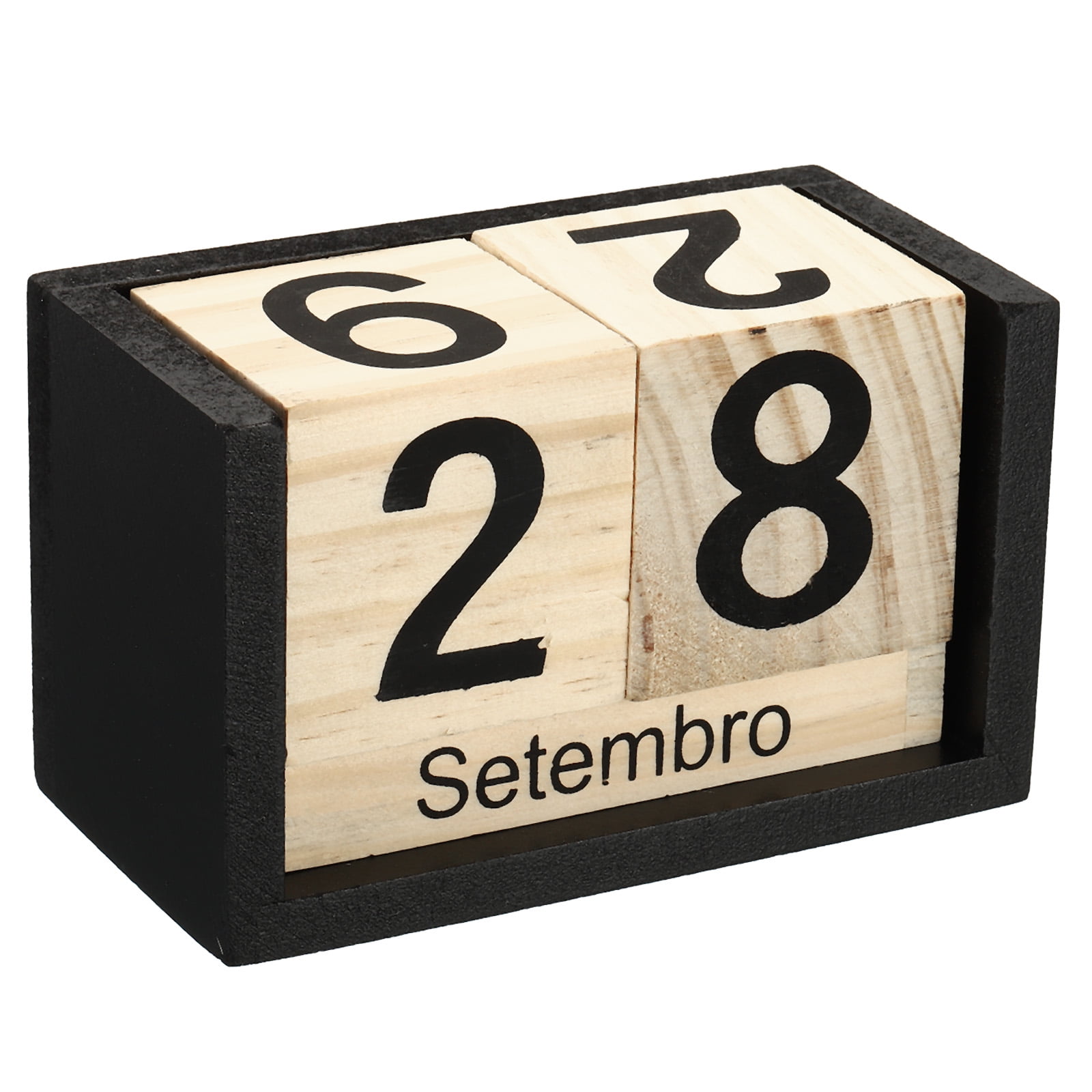 Uxcell Vintage Wood Block Perpetual Calendar, Reusable Wooden Month ...