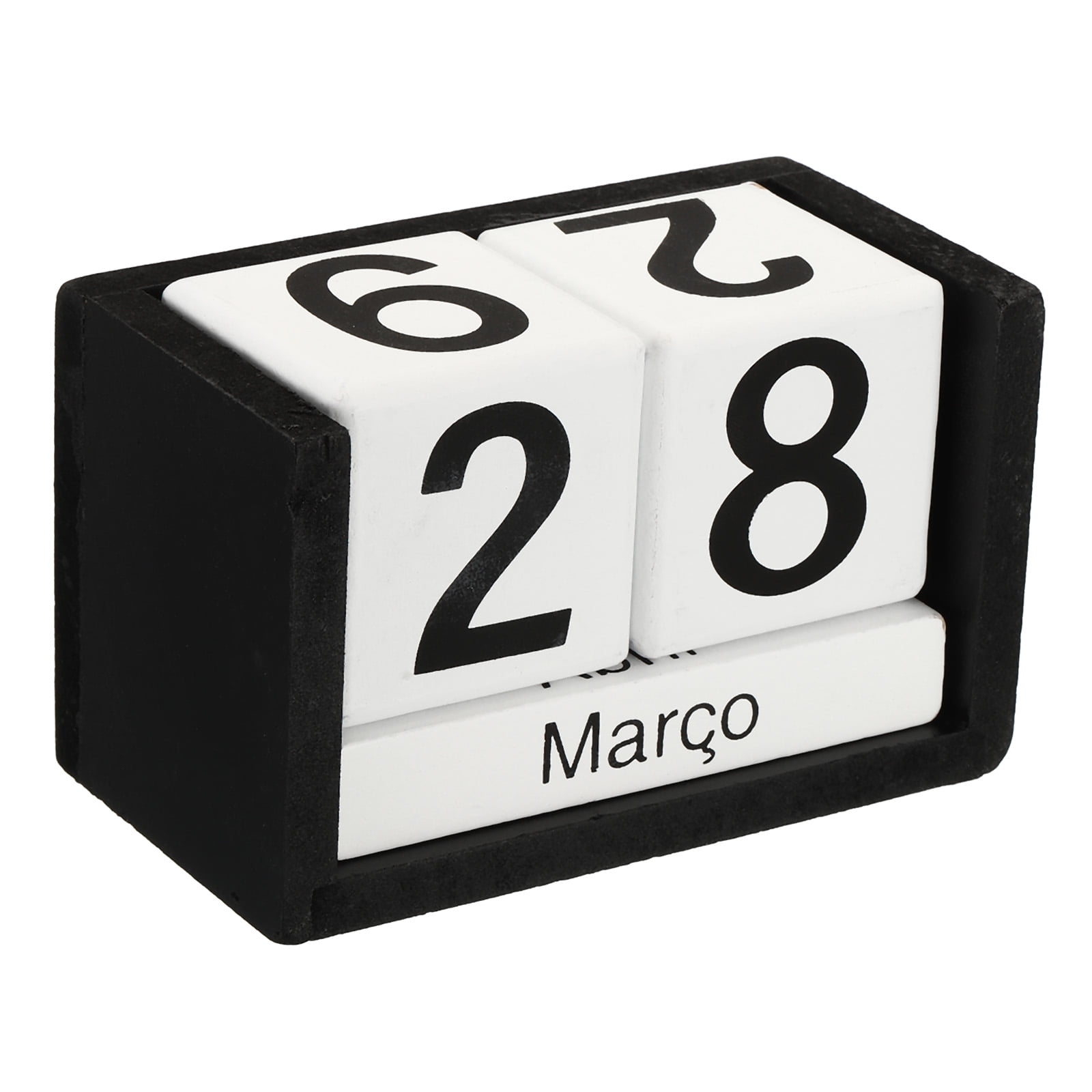 Uxcell Vintage Wood Block Perpetual Calendar, Reusable Wooden Month ...