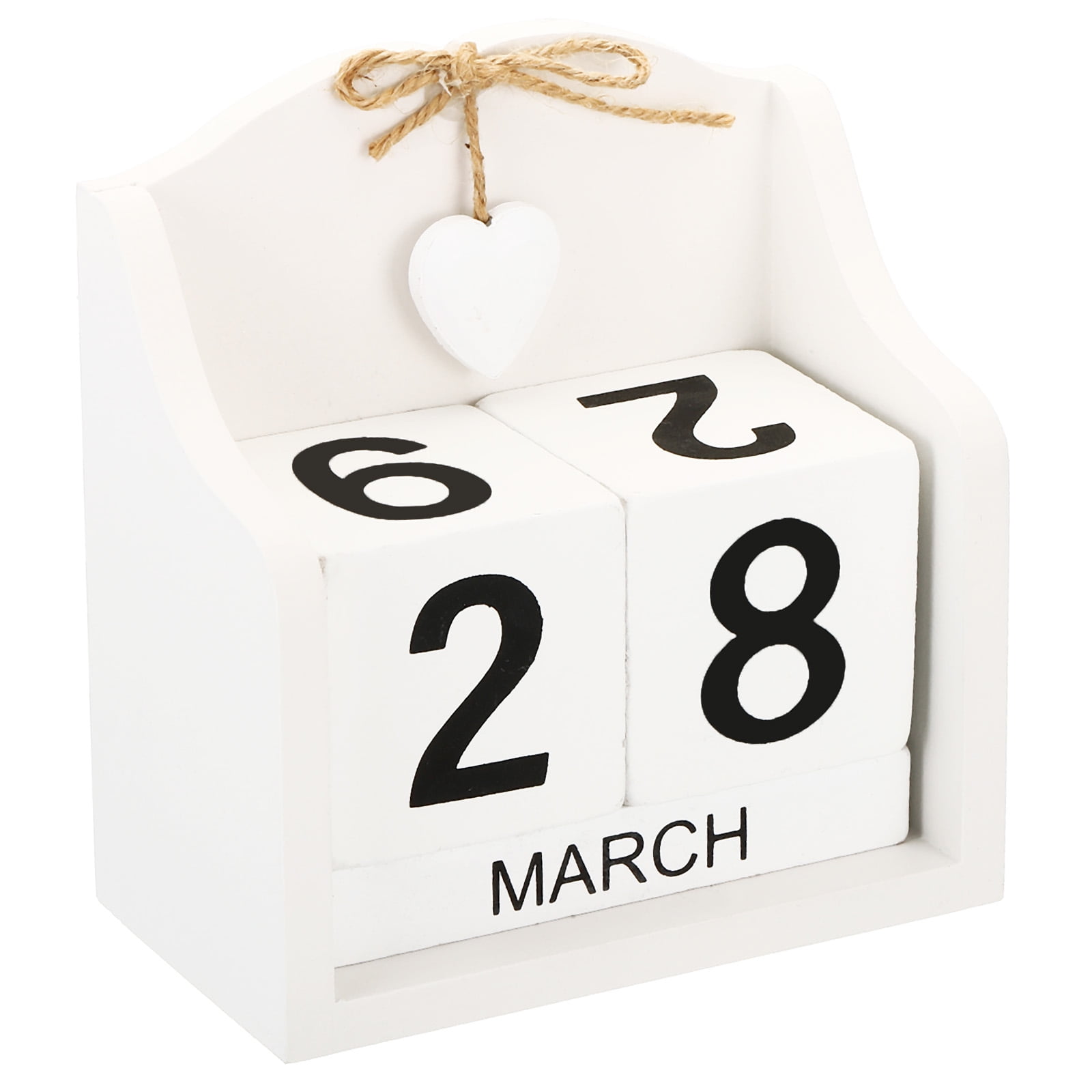 Uxcell Vintage Wood Block Perpetual Calendar, Reusable Wooden Month ...