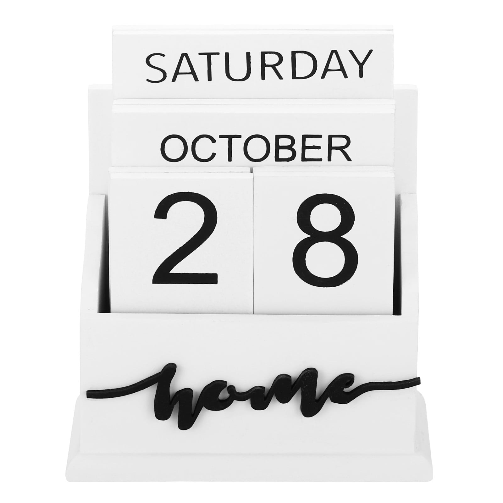 Uxcell Vintage Wood Block Perpetual Calendar, Wooden Month Week Date ...