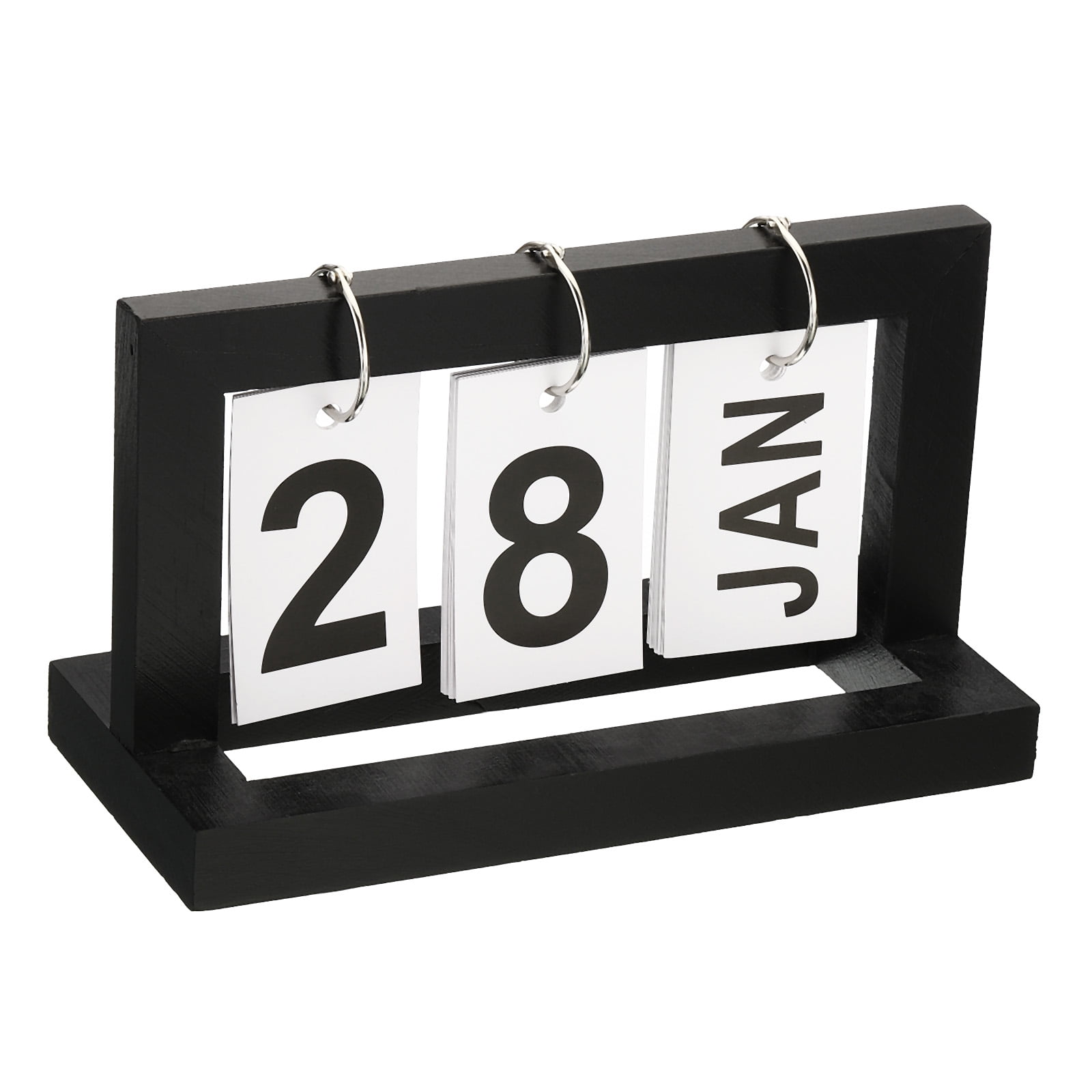 Uxcell Vintage Wood Perpetual Calendar, Wooden Flip Calendar Turn Page ...