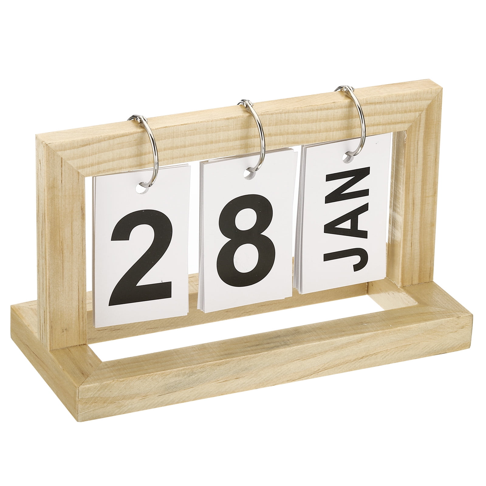 Uxcell Vintage Wood Perpetual Calendar, Wooden Flip Calendar Turn Page ...