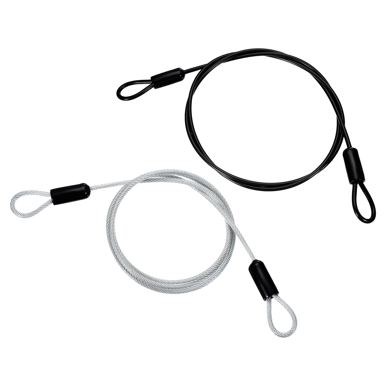 2 Pcs 5/32" Dia Vinyl Coated Stainless Steel Cable with Loops, 5ft (60 ...
