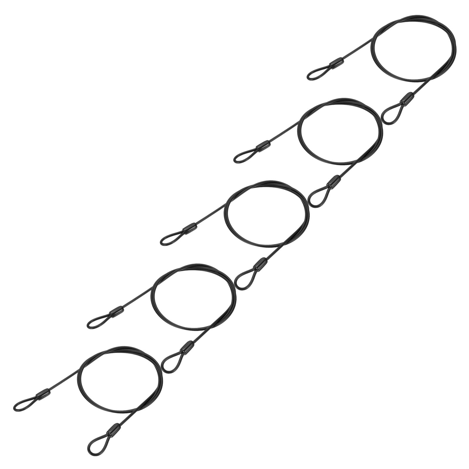 5/32" Dia Vinyl Coated Stainless Steel Cable with Loops, 5 Pcs 4 ft (47 ...