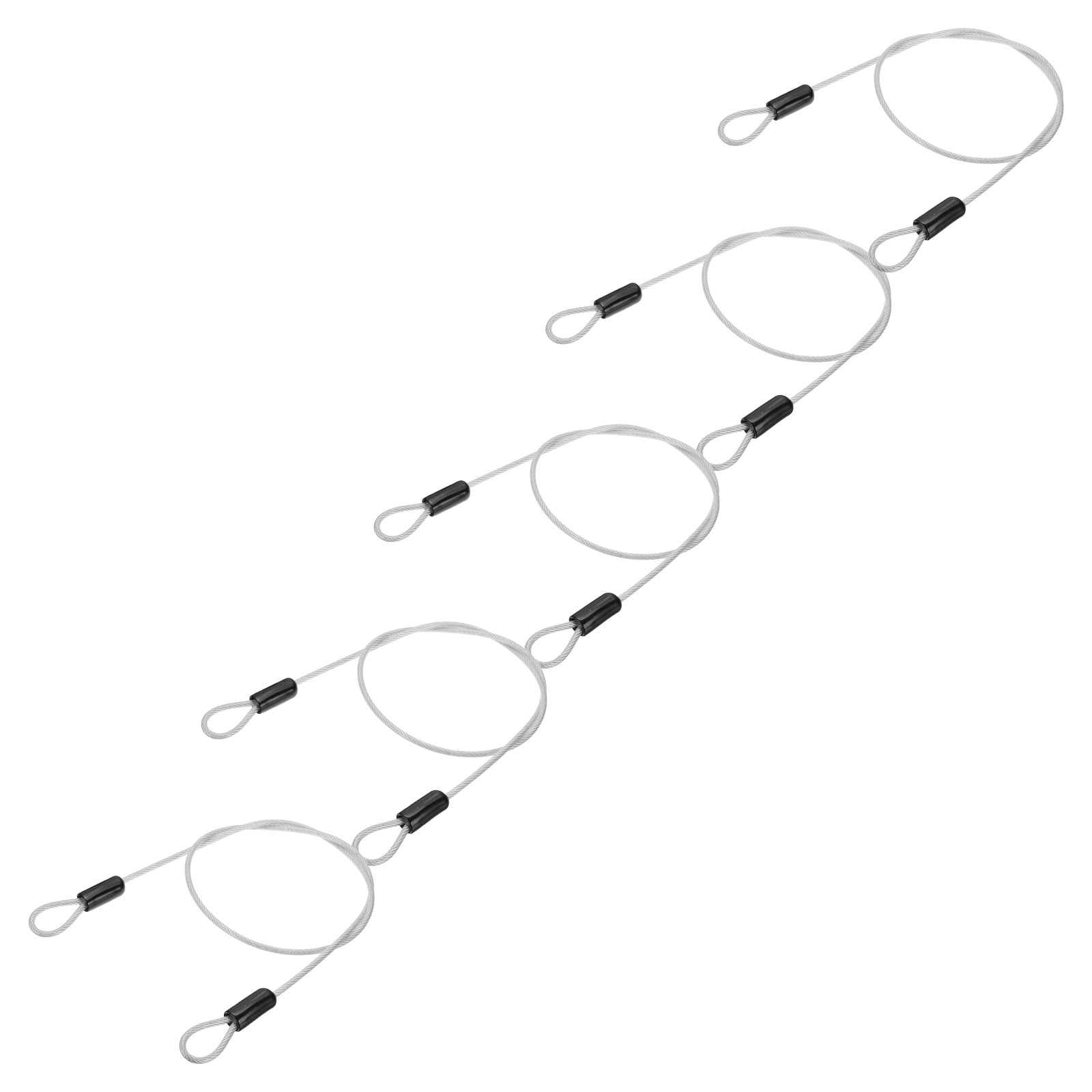 3/16" Dia Vinyl Coated Stainless Steel Cable with Loops, 5 Pcs 3 ft (39 ...