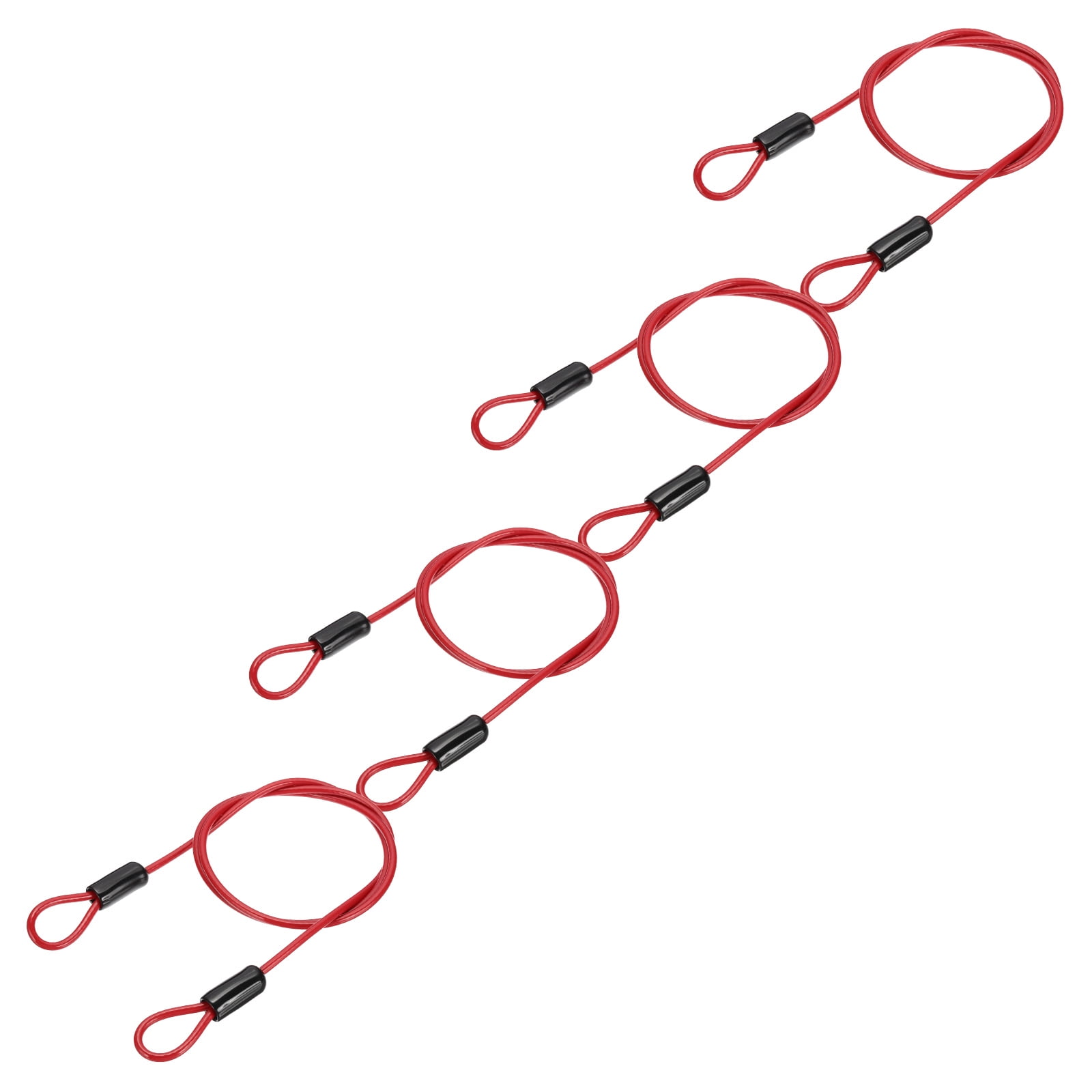 3/16" Dia Vinyl Coated Stainless Steel Cable with Loops, 4 Pcs 4 ft (47 ...