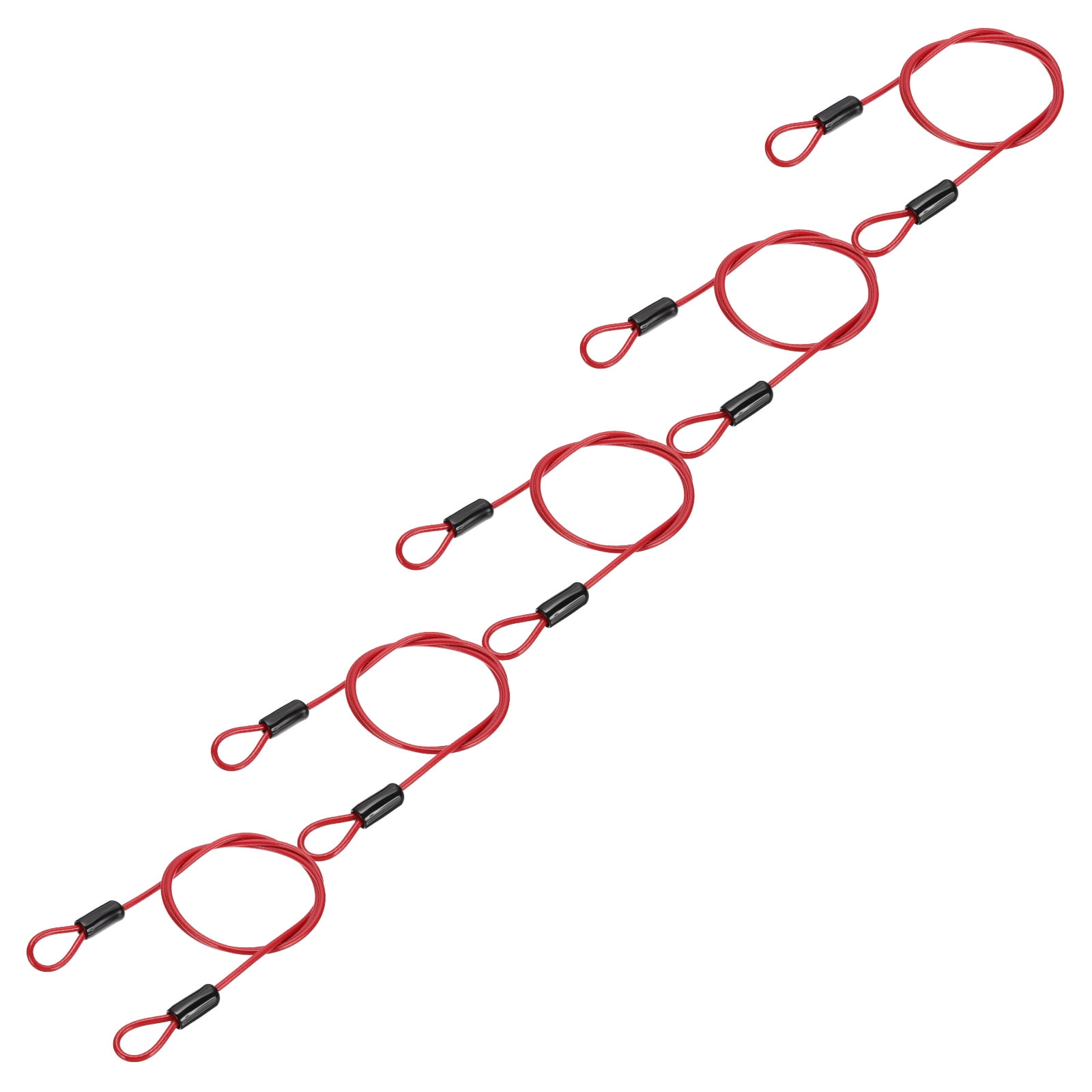 3/16" Dia Vinyl Coated Stainless Steel Cable with Loops, 5 Pcs 4 ft (47 ...