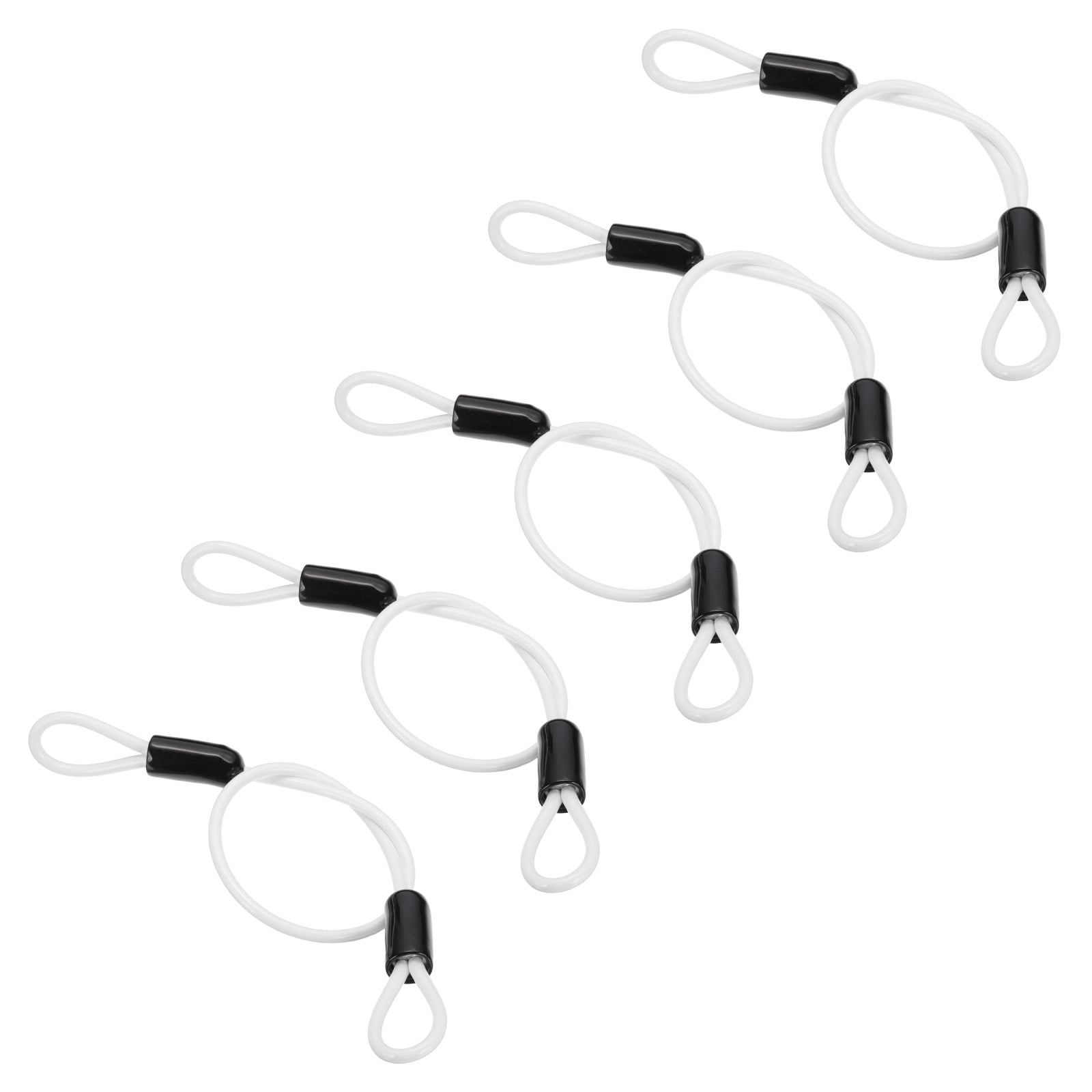3/16" Dia Vinyl Coated Stainless Steel Cable with Loops, 5 Pcs 2 ft (20 ...