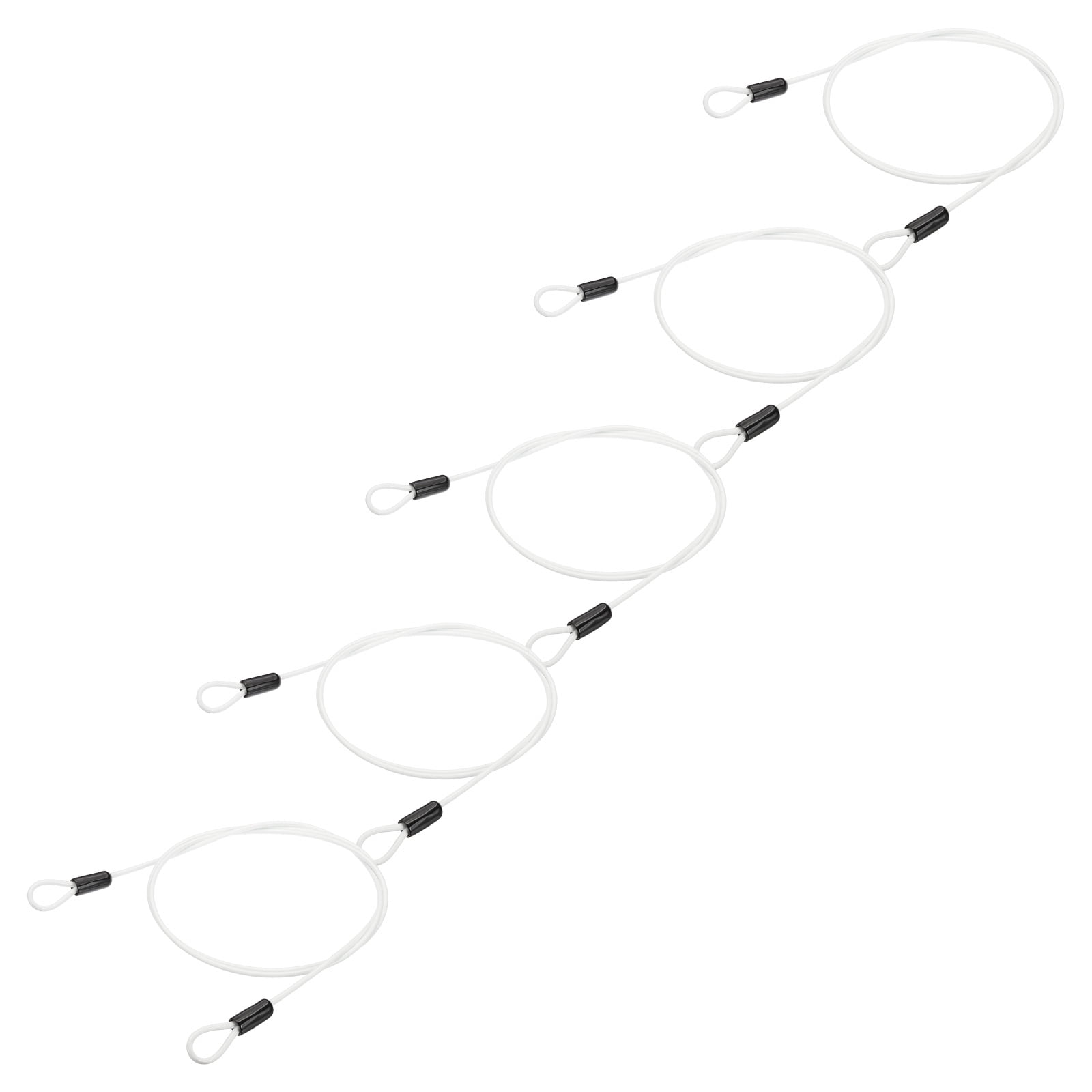 3/16" Dia Vinyl Coated Stainless Steel Cable with Loops, 5 Pcs 7 ft (79 ...