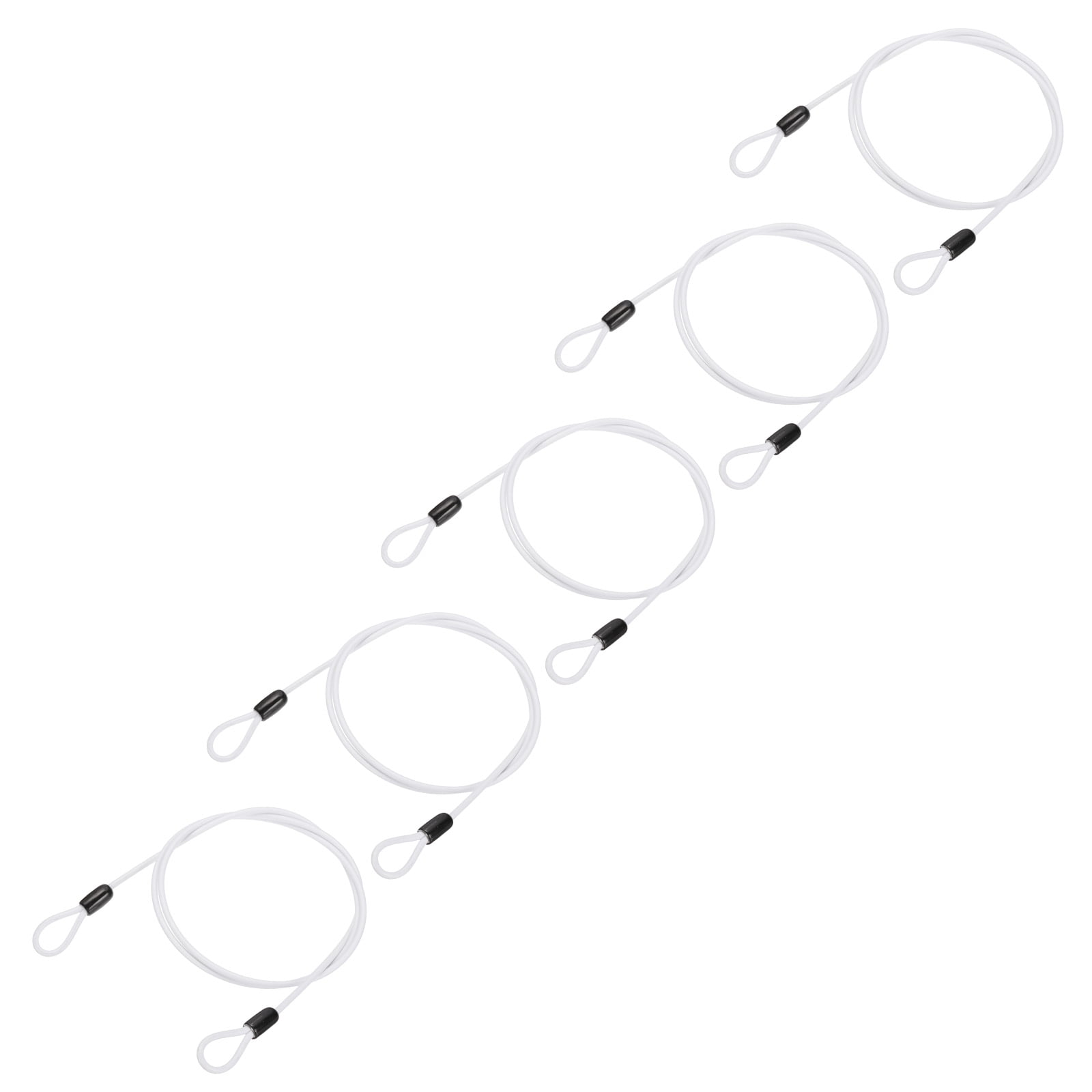 5/32" Dia Vinyl Coated Stainless Steel Cable with Loops, 5 Pcs 4 ft (47 ...