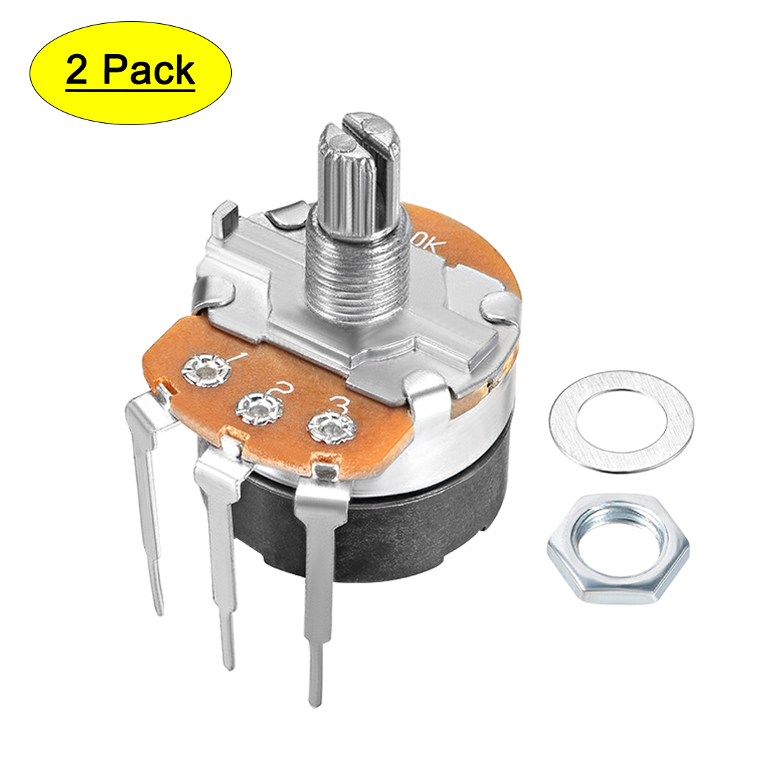 Uxcell WH138 10K Ohm Variable Resistors Single Rotary Carbon Film ...