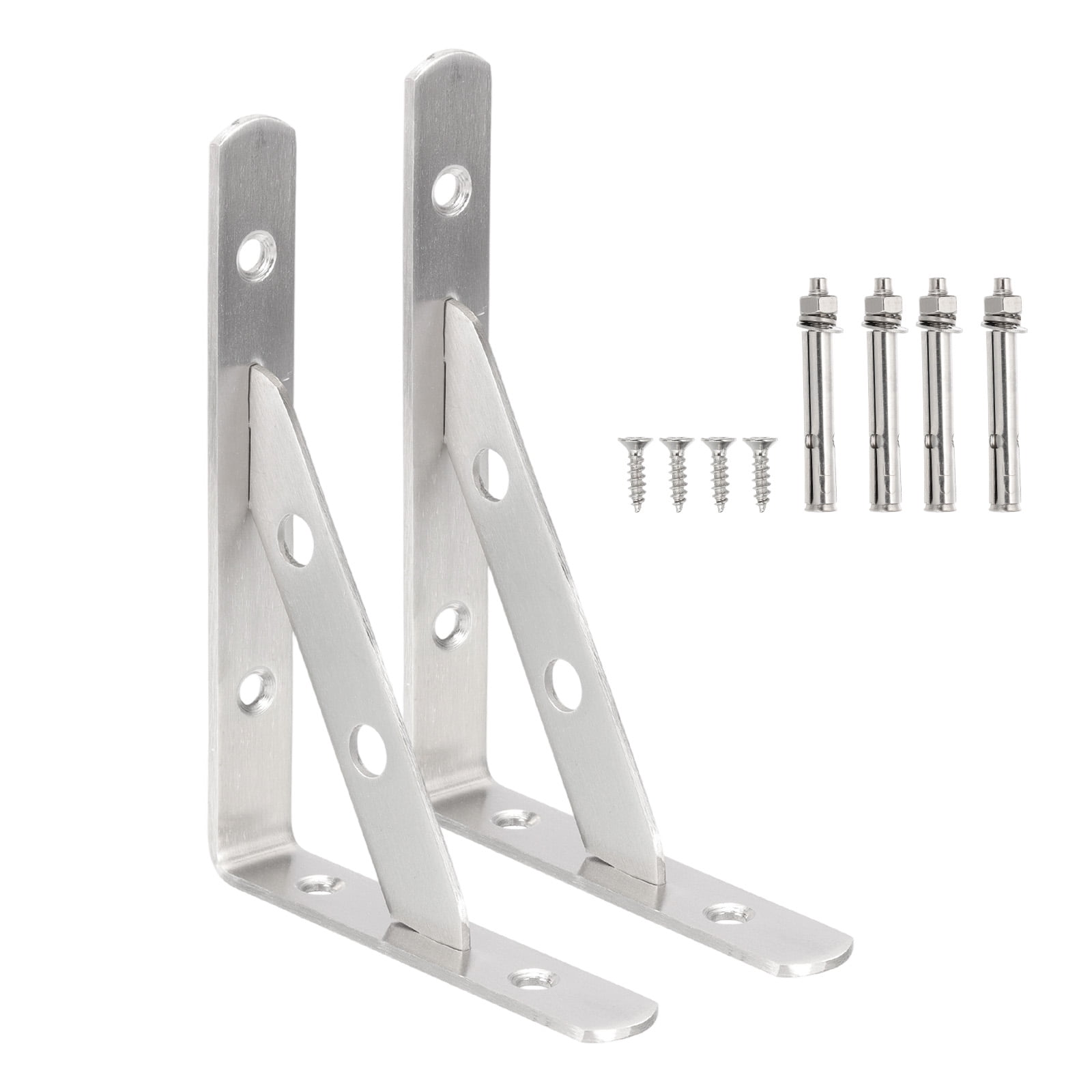 Uxcell Wall Shelf Brackets 6", Heavy Duty Stainless Steel Collapsible ...